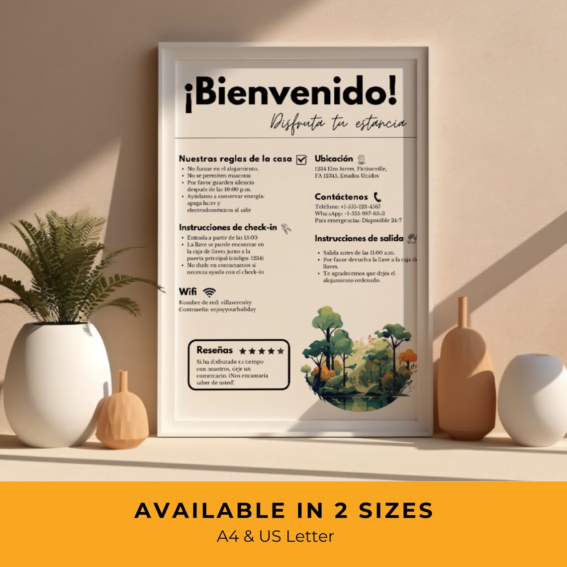 Spanish Welcome Sign for Airbnb and VRBO Hosts Editable - Etsy
