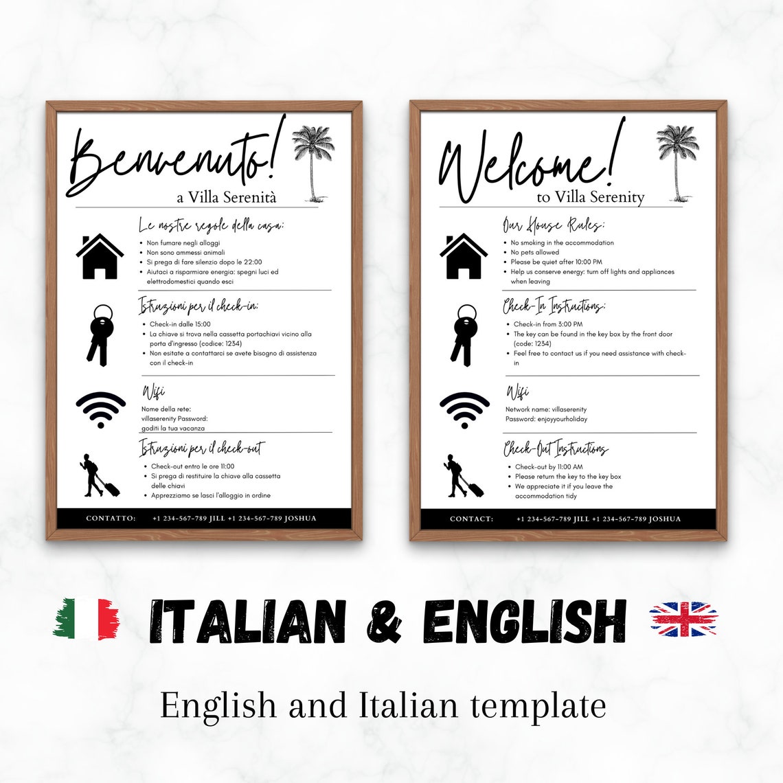 Italian and English Welcome Sign for Airbnb & VRBO Hosts, Vacation ...