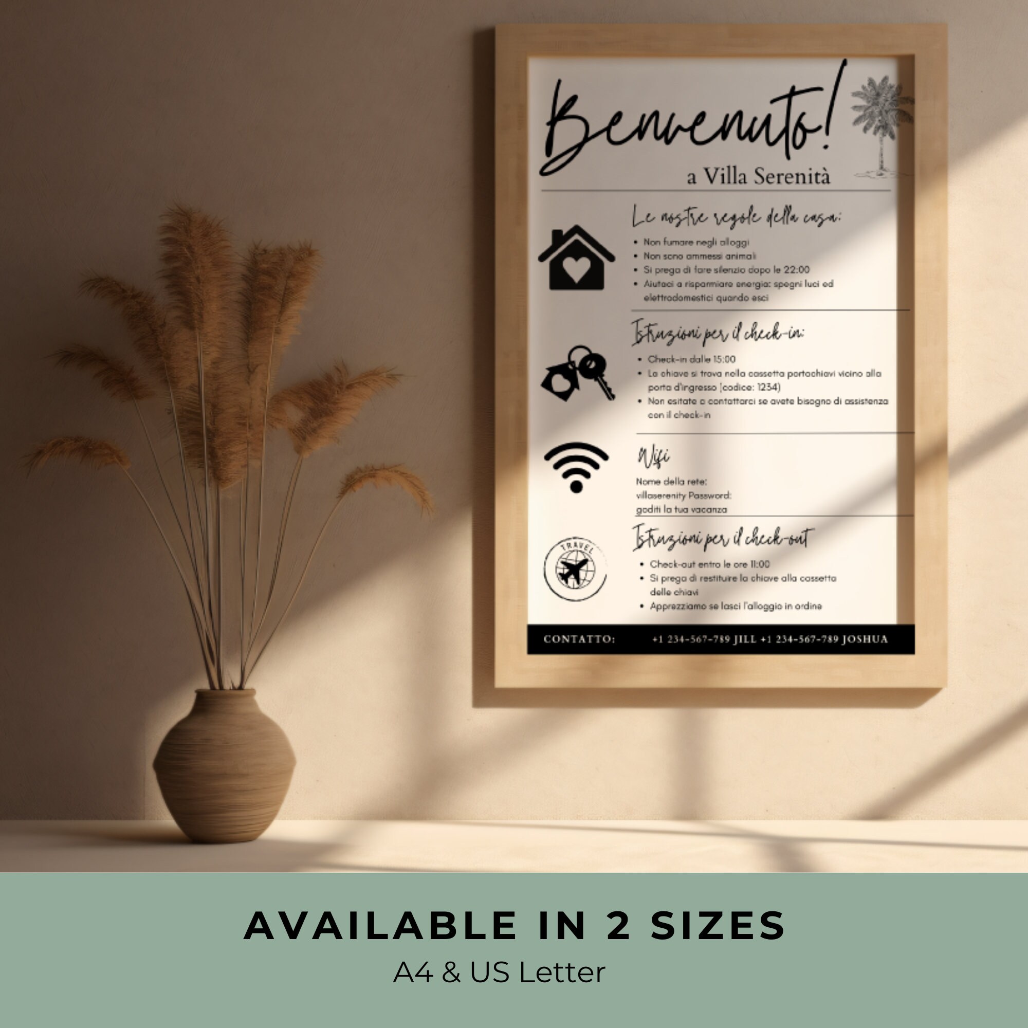 Italian Welcome Sign for Airbnb & VRBO Hosts, Vacation Rental Printable ...