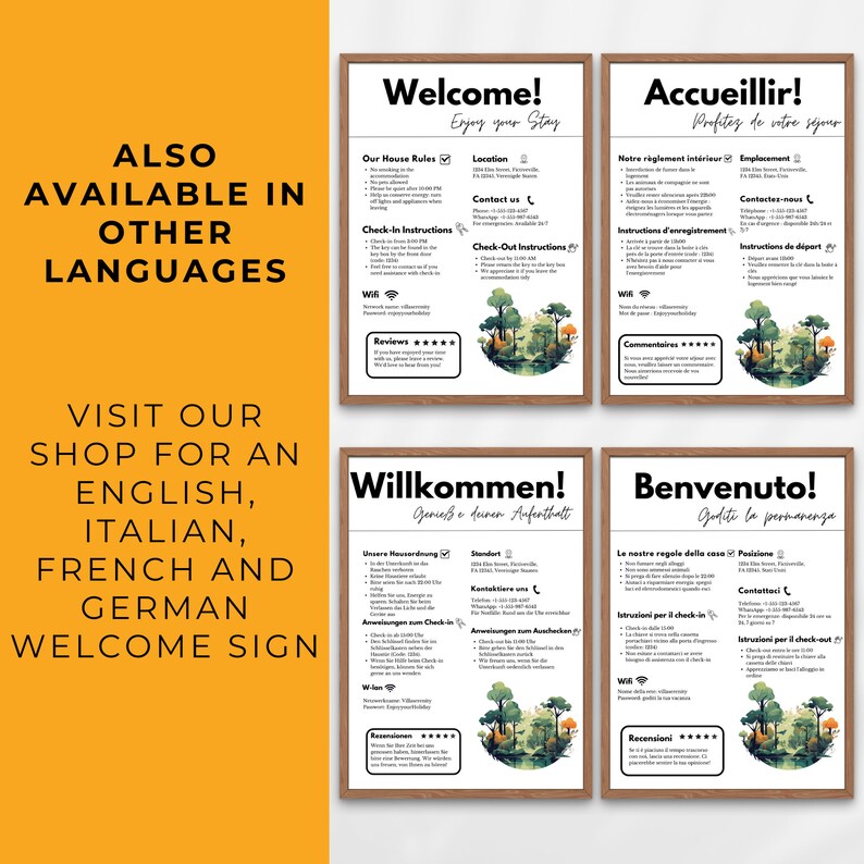 Spanish Welcome Sign for Airbnb and VRBO Hosts Editable - Etsy