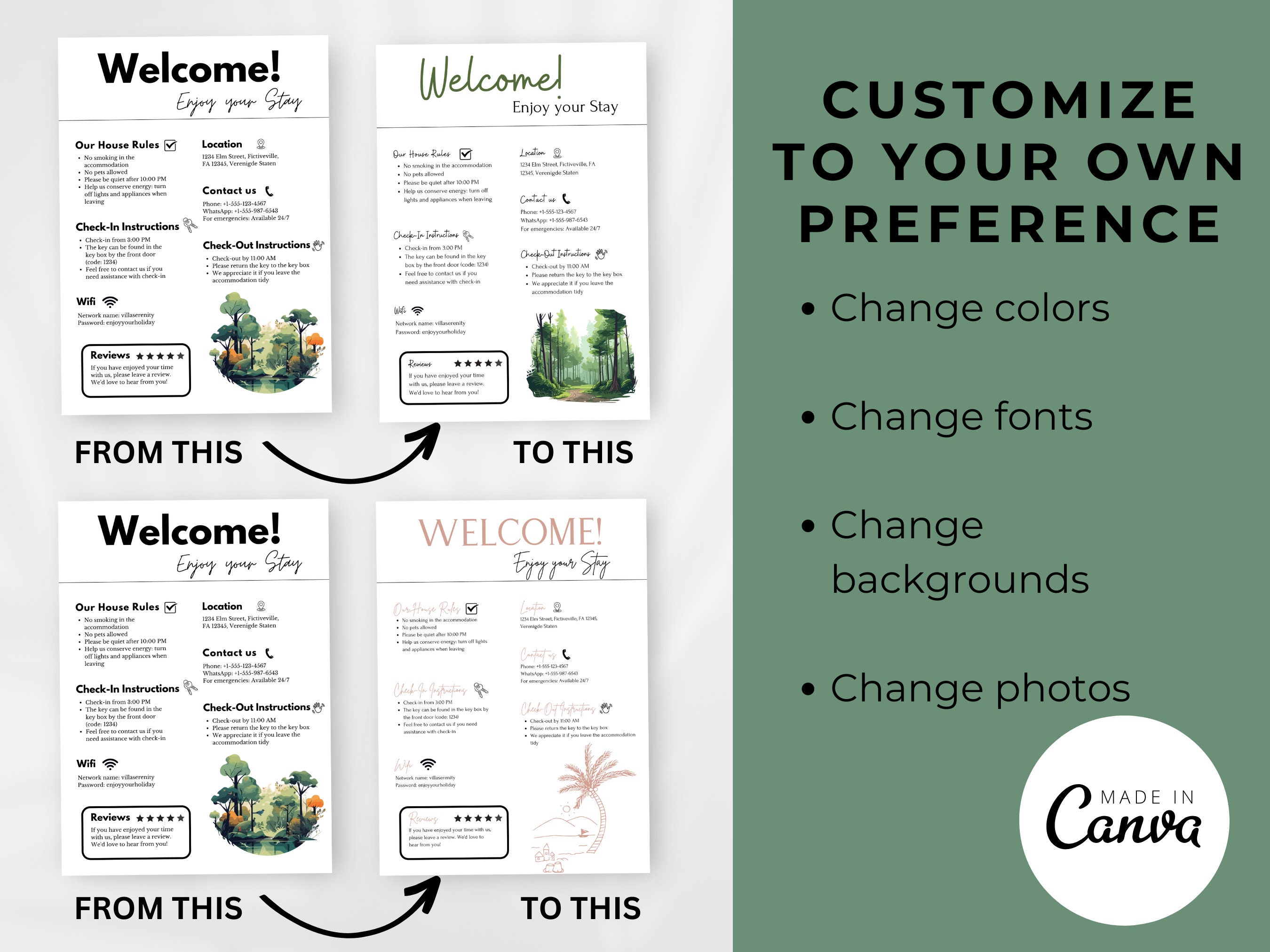 Airbnb Welcome Sign Template, Vacation Rental Hosts, Rules Policies ...
