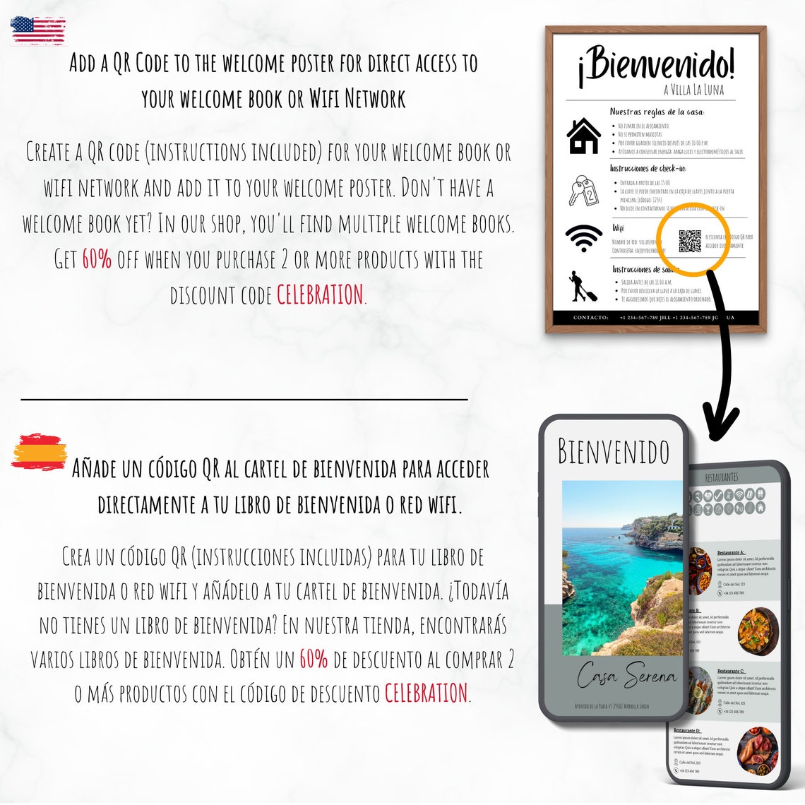 Editable Spanish Welcome Sign for Airbnb & VRBO Hosts: Vacation Rental ...