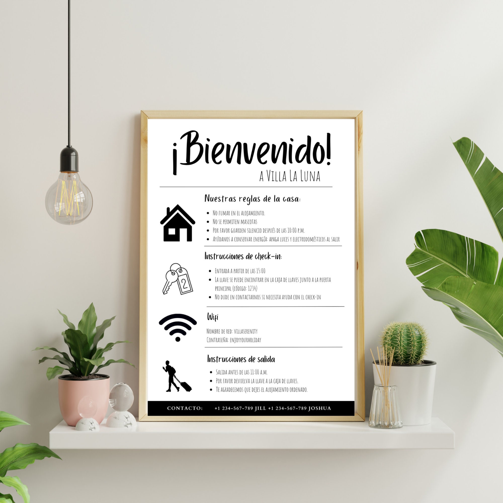 Editable Spanish Welcome Sign for Airbnb & VRBO Hosts: Vacation Rental ...