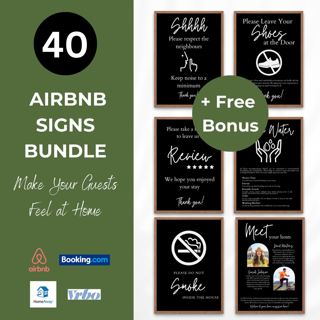Editable Airbnb Welcome Sign Bundle Template, VRBO Sign, Best Host ...
