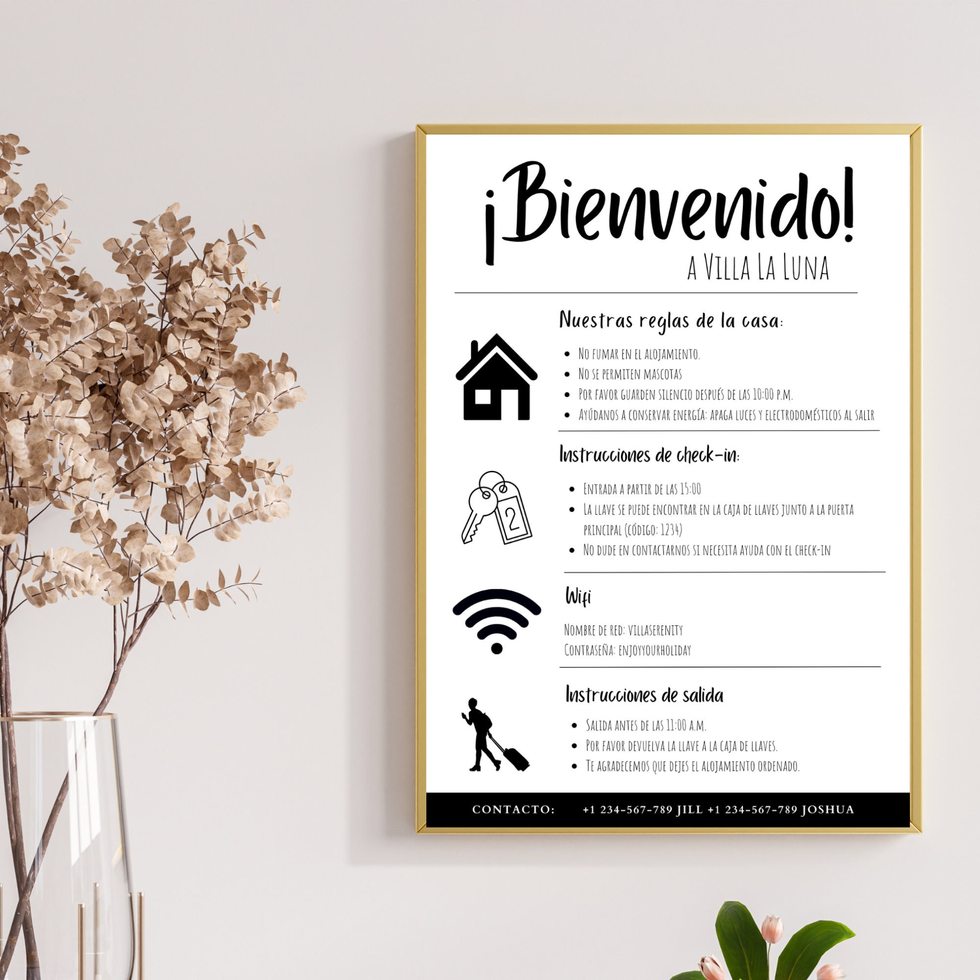 Editable Spanish Welcome Sign for Airbnb & VRBO Hosts: Vacation Rental ...