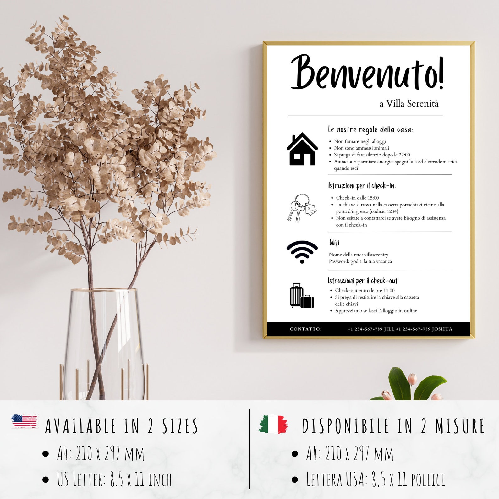 Chic Italian Vacation Rental Welcome Sign | Guest Poster, Beach House ...
