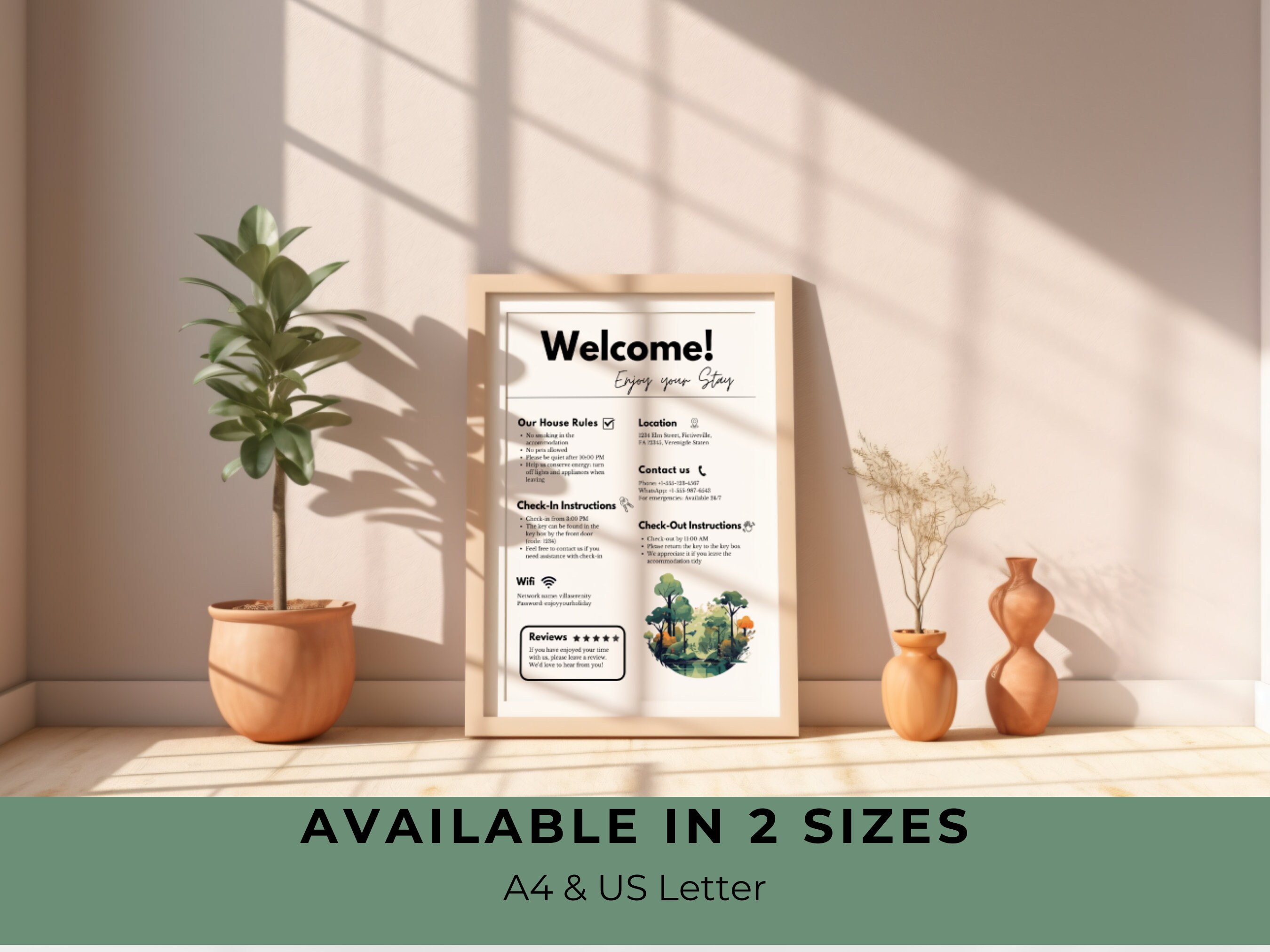 Airbnb Welcome Sign Template, Vacation Rental Hosts, Rules Policies ...