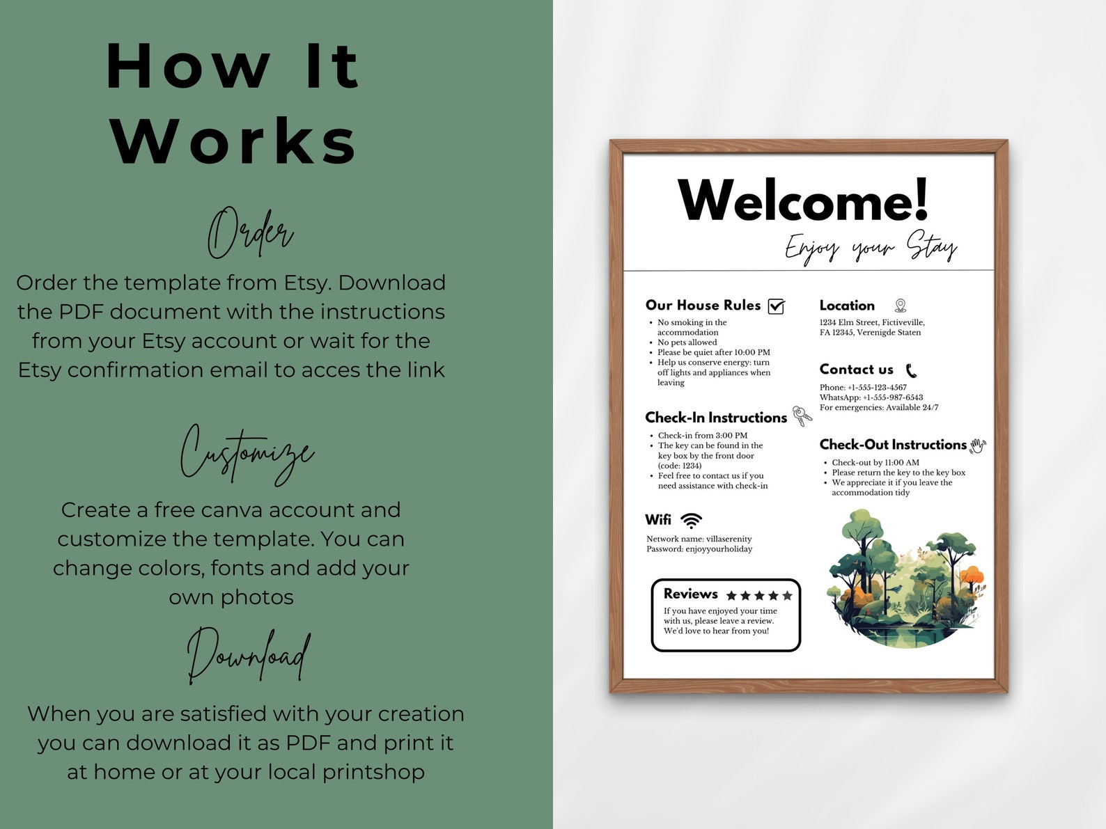 Airbnb Welcome Sign Template, Vacation Rental Hosts, Rules Policies ...