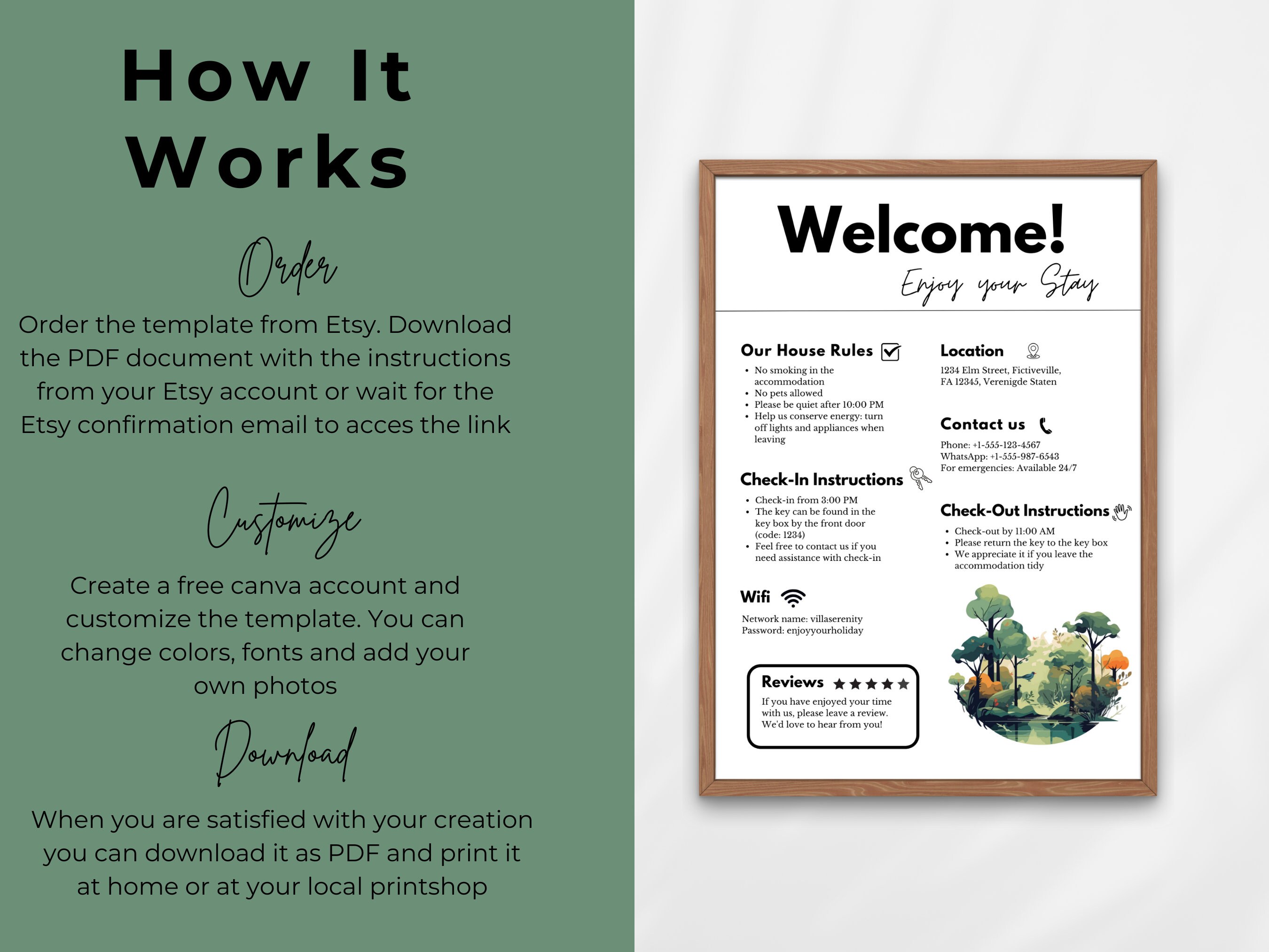 Airbnb Welcome Sign Template, Vacation Rental Hosts, Rules Policies ...