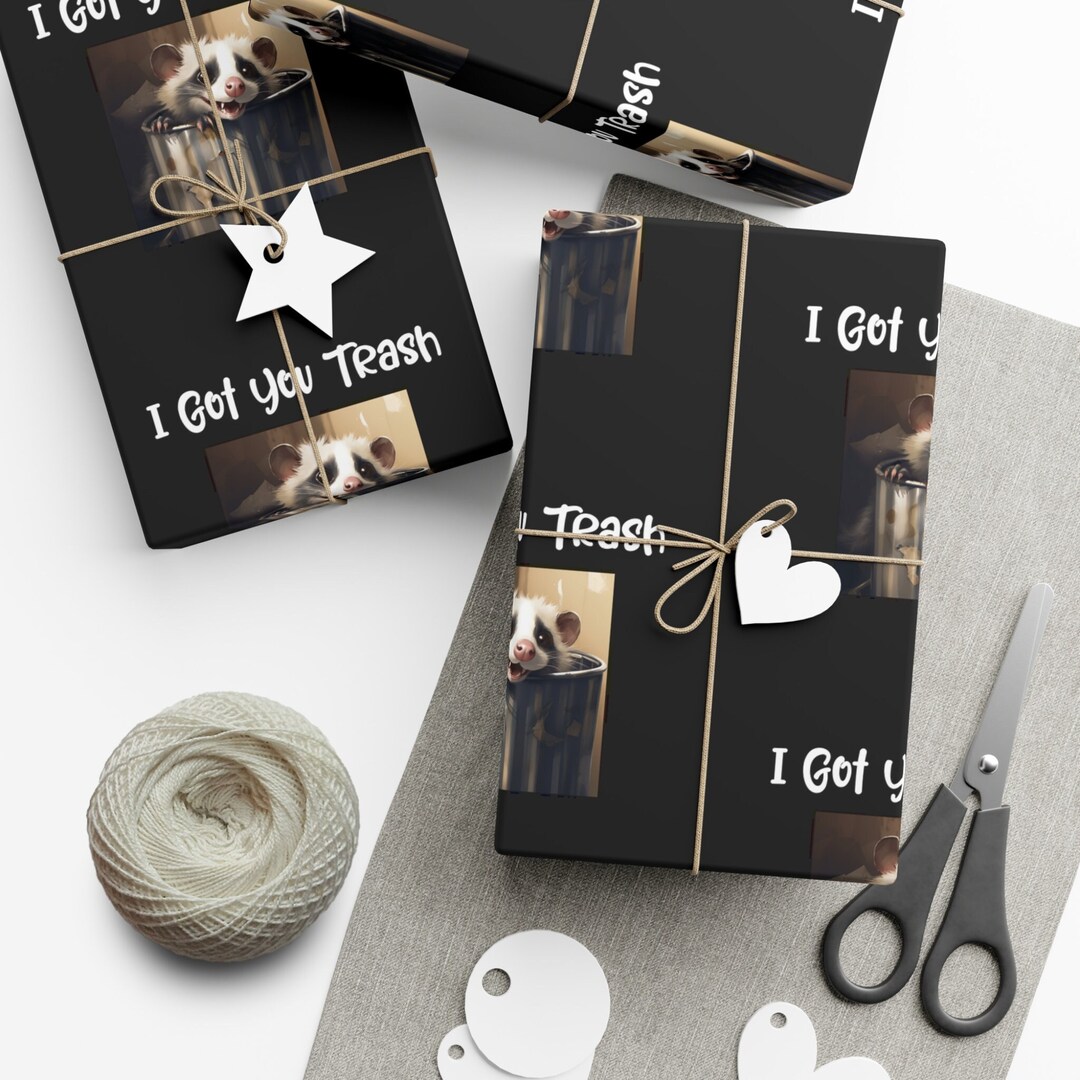 Trash Can Possum Wrapping Paper Funny Gift Christmas Wrap for Friends ...