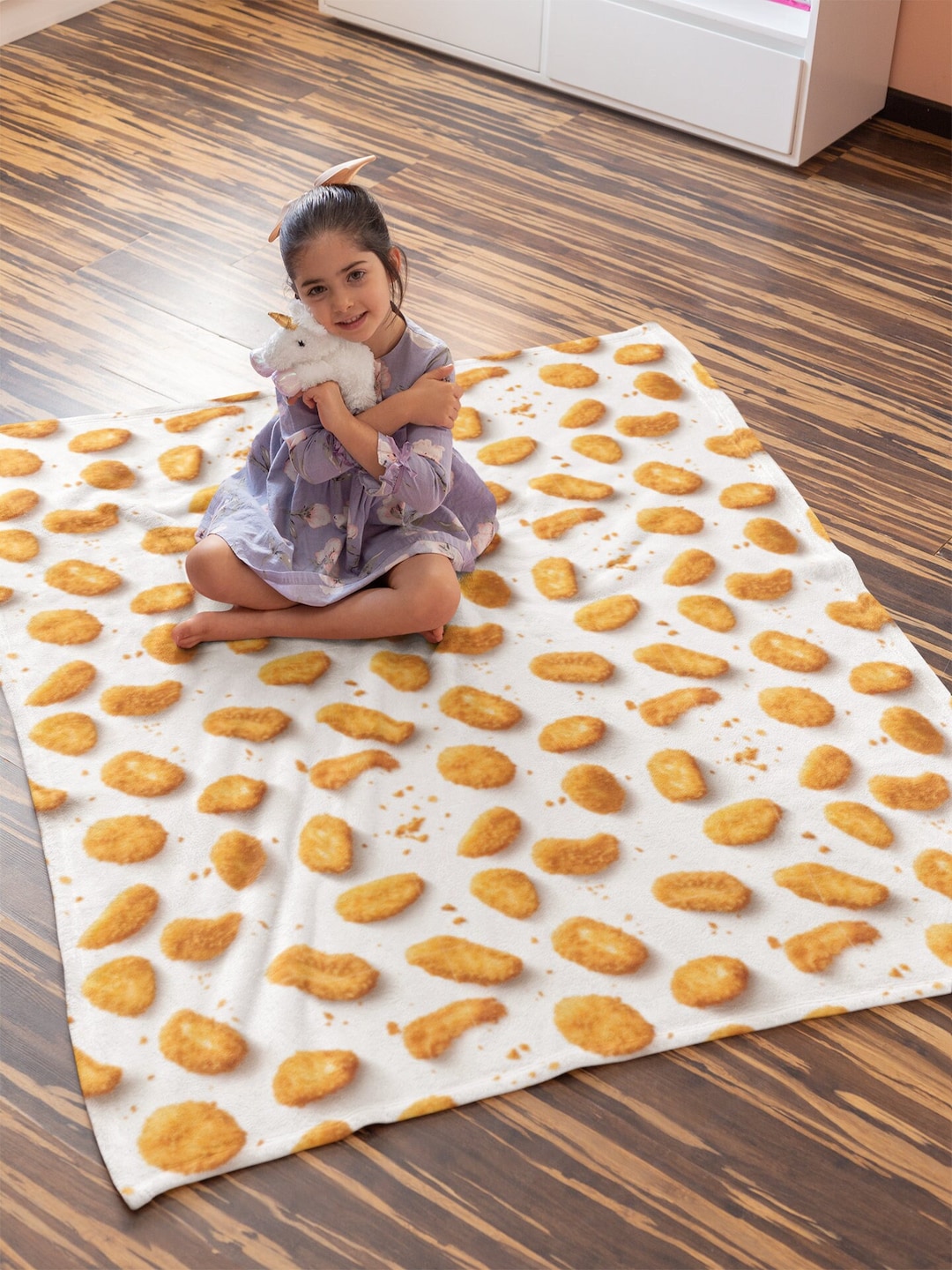 Chicken Nugget Velveteen Plush Blanket, Funny Food Throw, Dorm Decor ...