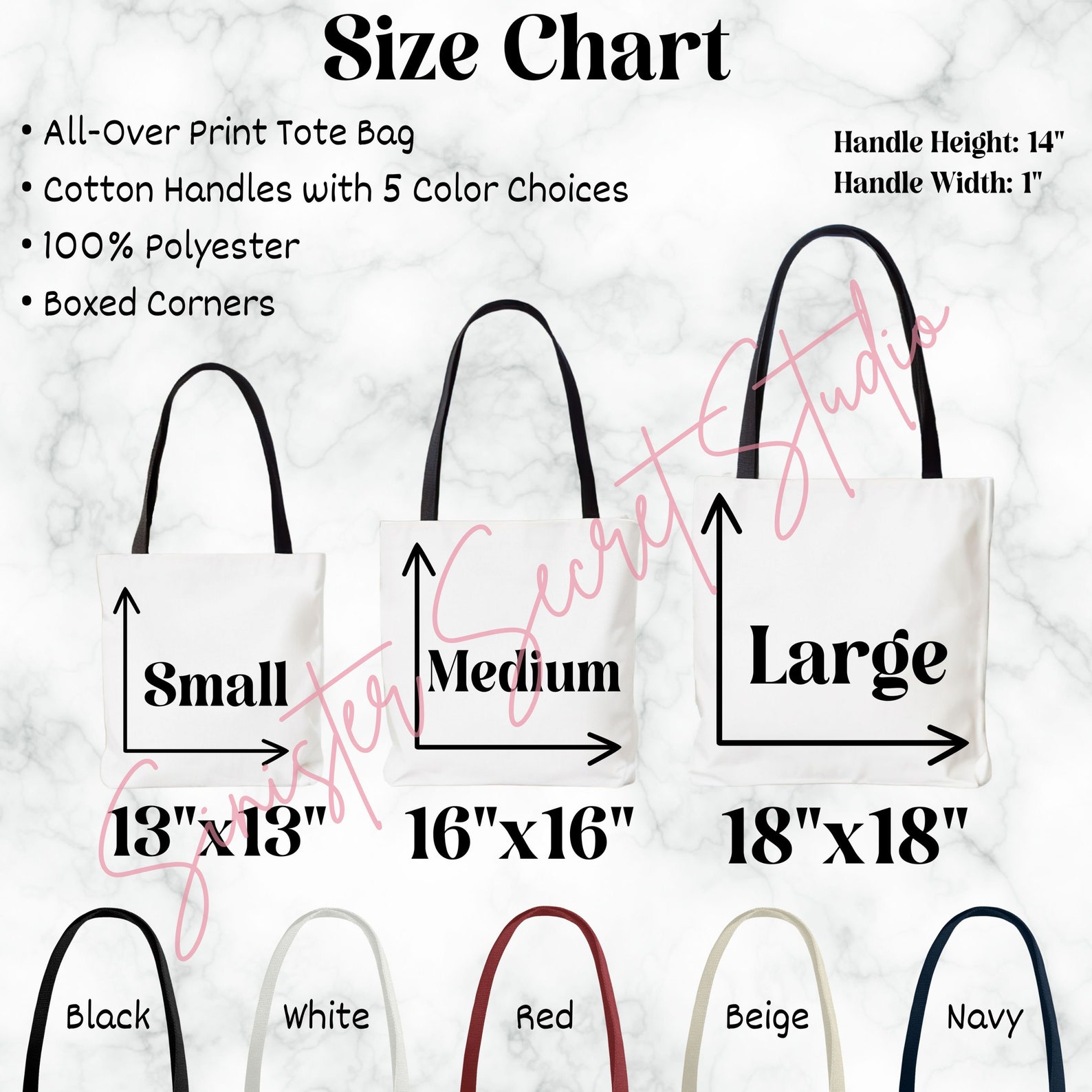 AOP Tote Bag Size Chart, Tote Bag Mockup, Aop Tote Bag Mockup, Tote Bag Size Chart, Handle ...