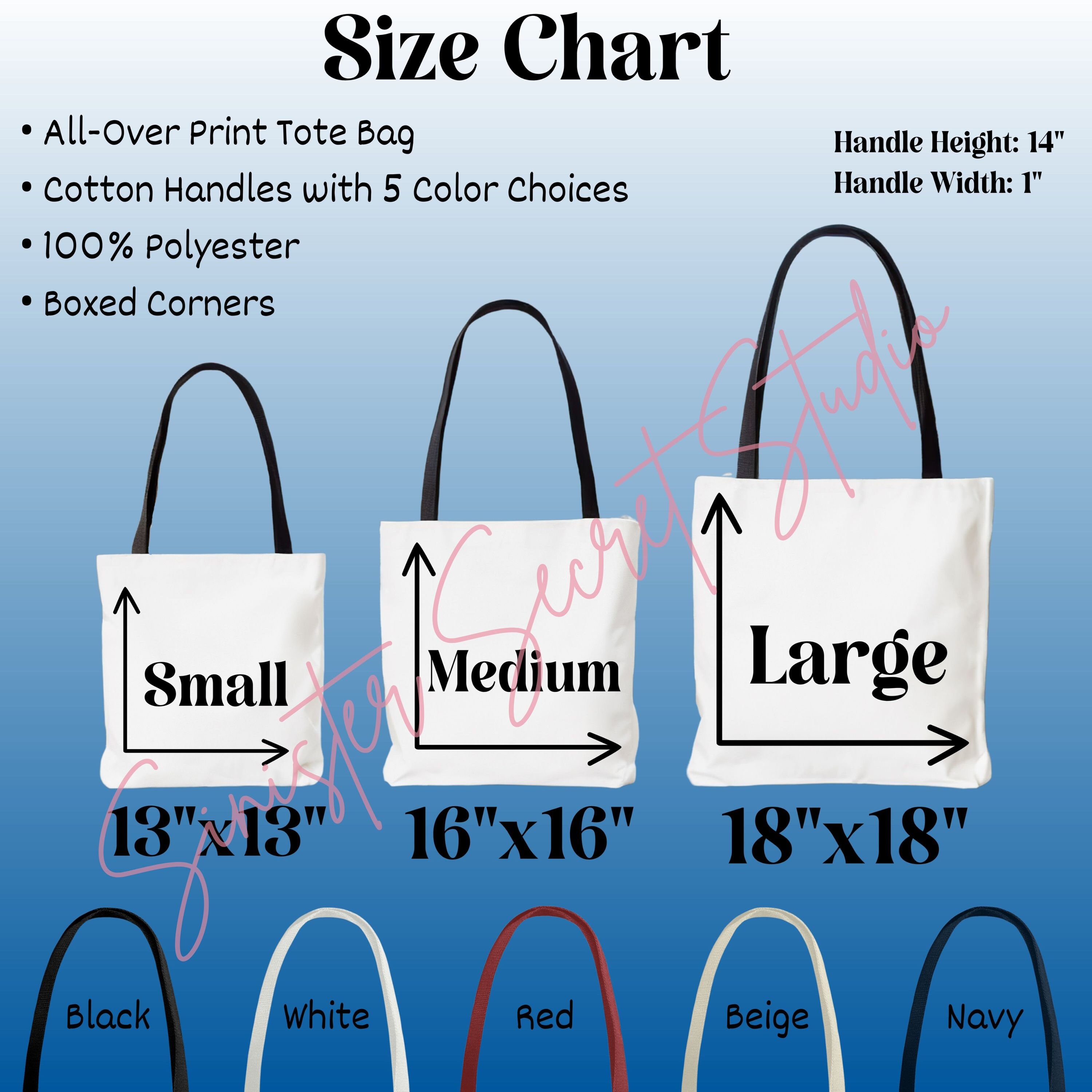 AOP Tote Bag Size Chart, Tote Bag Mockup, Aop Tote Bag Mockup, Tote Bag ...