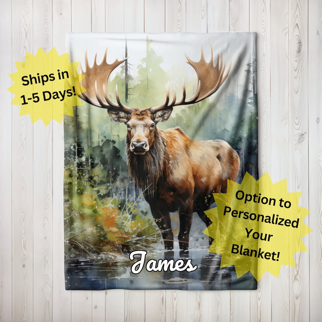 Personalized Moose Blanket, Velveteen Blanket, Sherpa Fleece Blanket ...