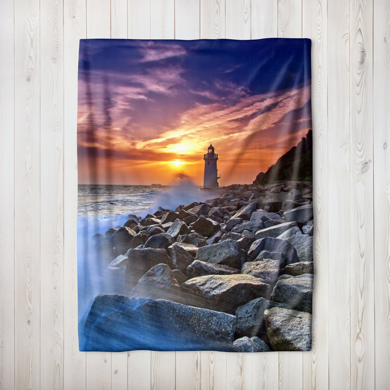 Lighthouse Blanket, Velveteen Plush Blanket, Sherpa Fleece Blanket ...