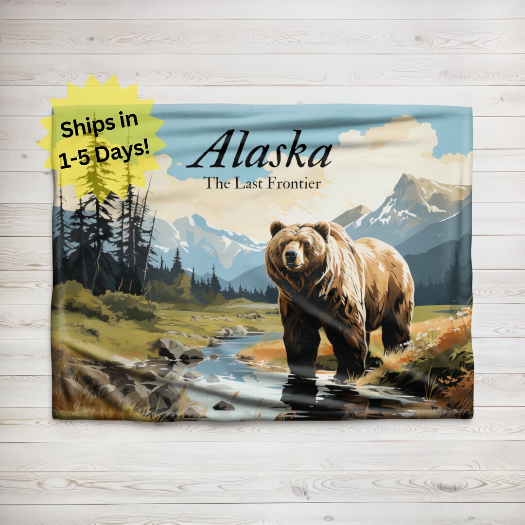 Alaska Blanket, Velveteen Plush Blanket, Sherpa Fleece Blanket, Grizzly ...