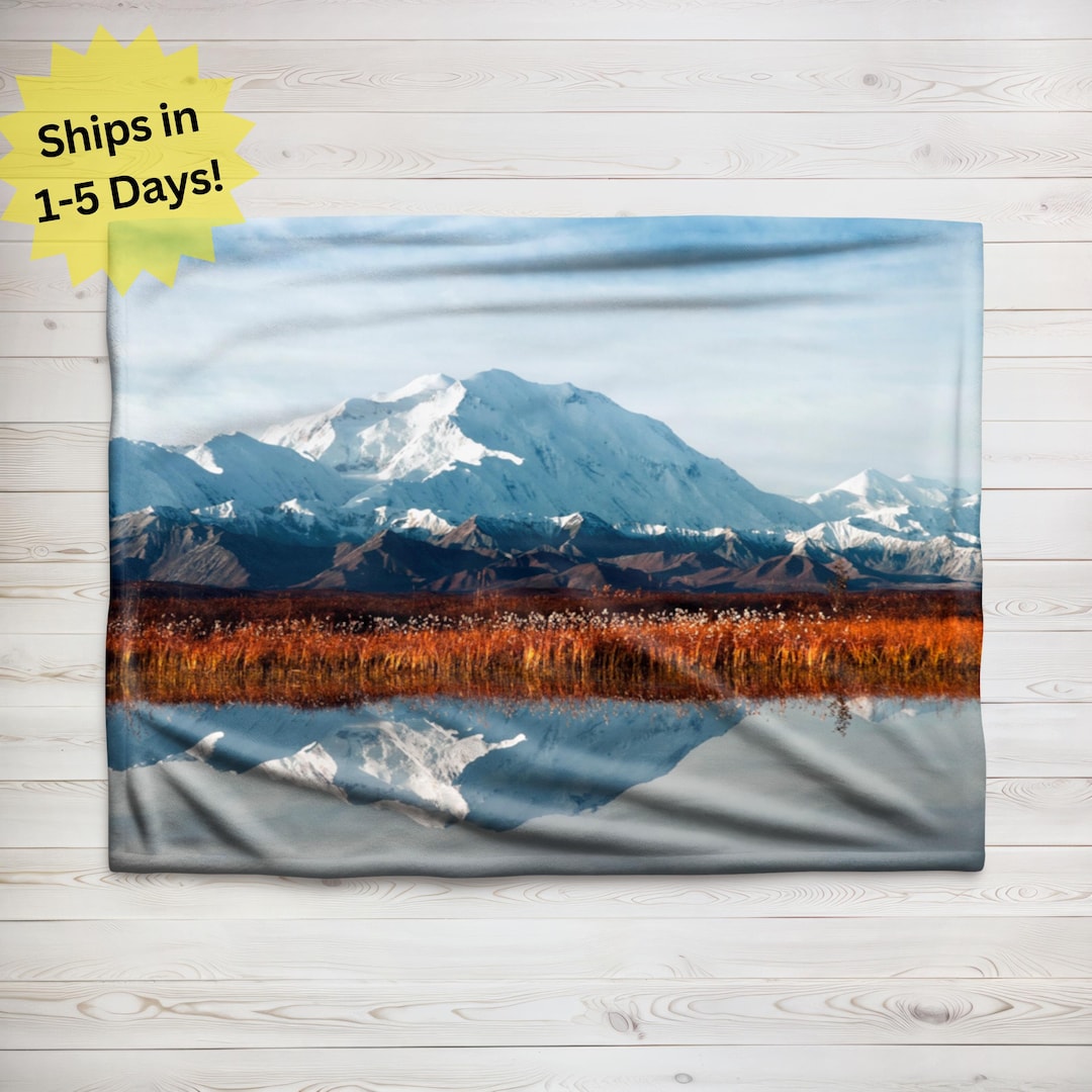 Denali Mount Mckinley Blanket, Velveteen Plush Blanket, Sherpa Fleece ...