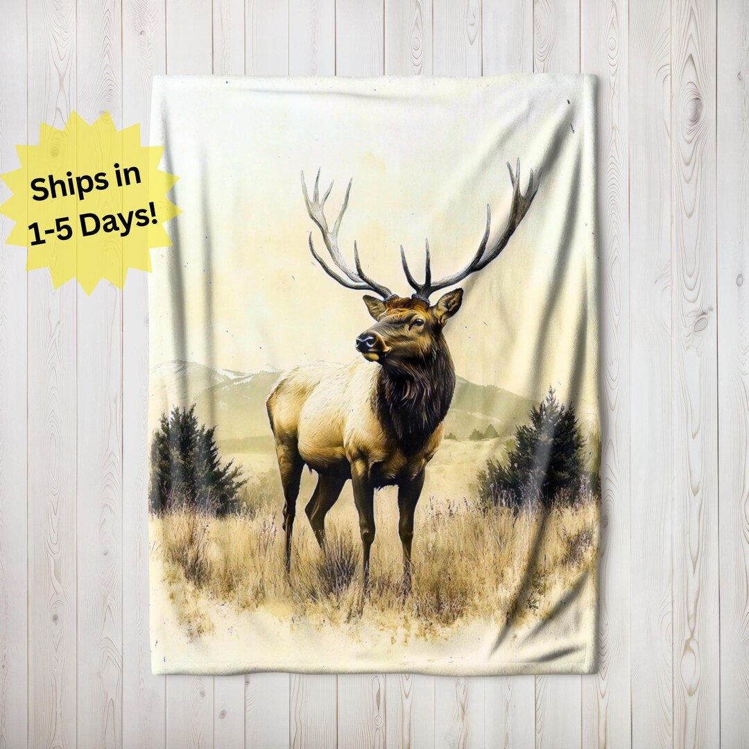 Elk Blanket, Velveteen Plush Blanket, Sherpa Fleece Blanket, Outdoors ...