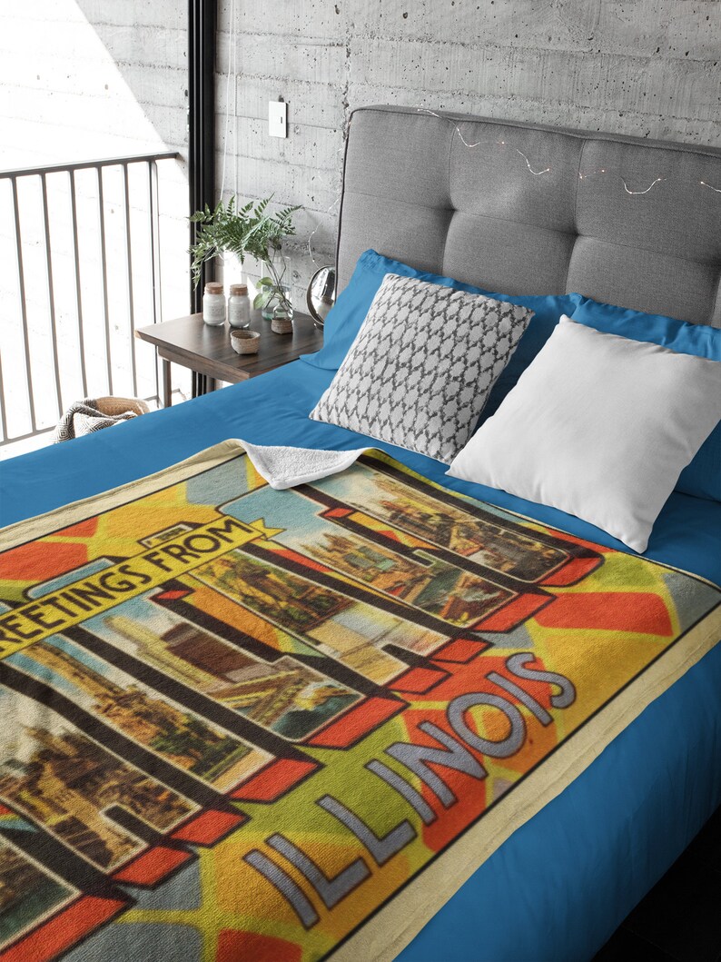 Vintage Chicago Greetings Postcard Plush Blanket, Velveteen Blanket ...