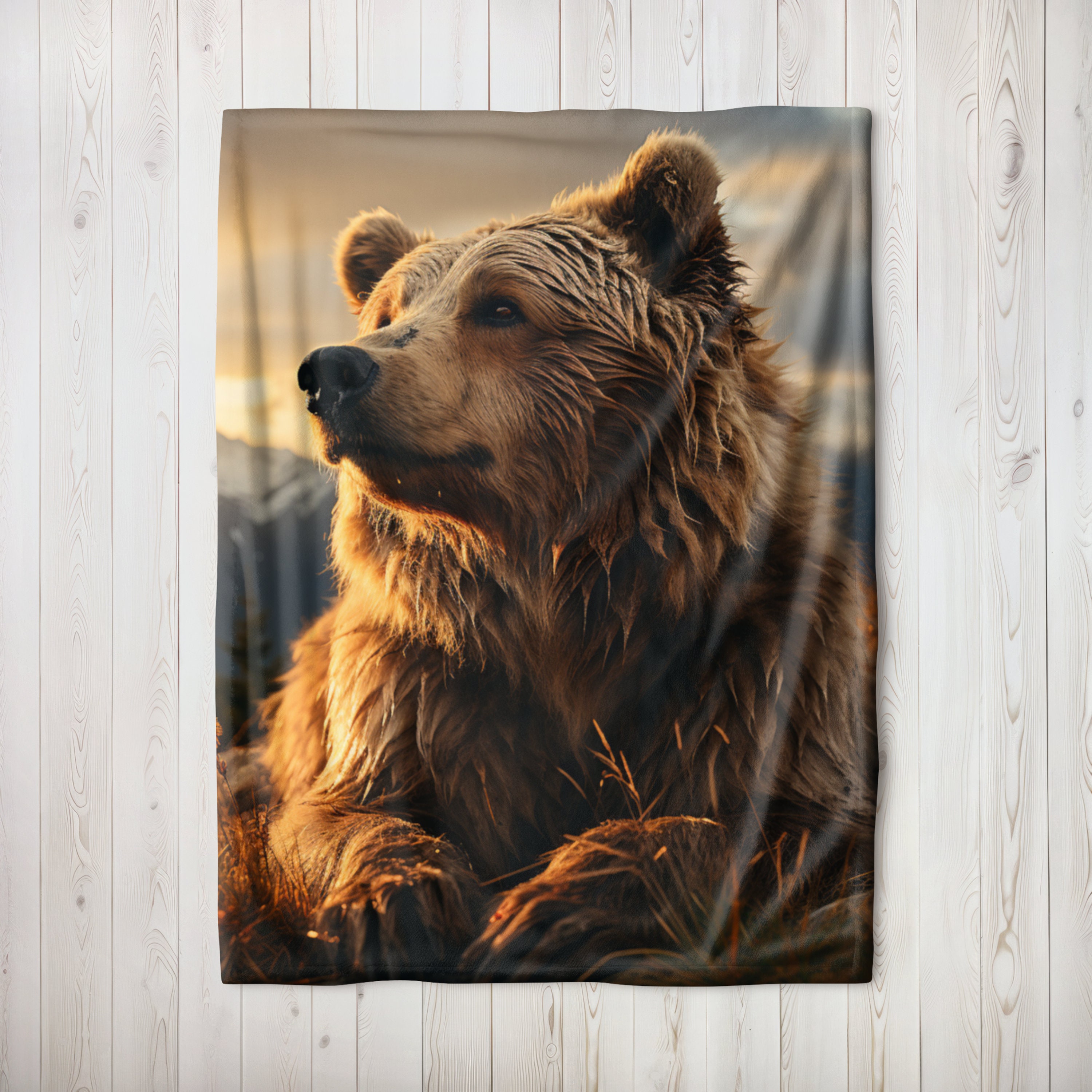 Personalized Grizzly Bear Blanket, Velveteen Plush Blanket, Sherpa ...