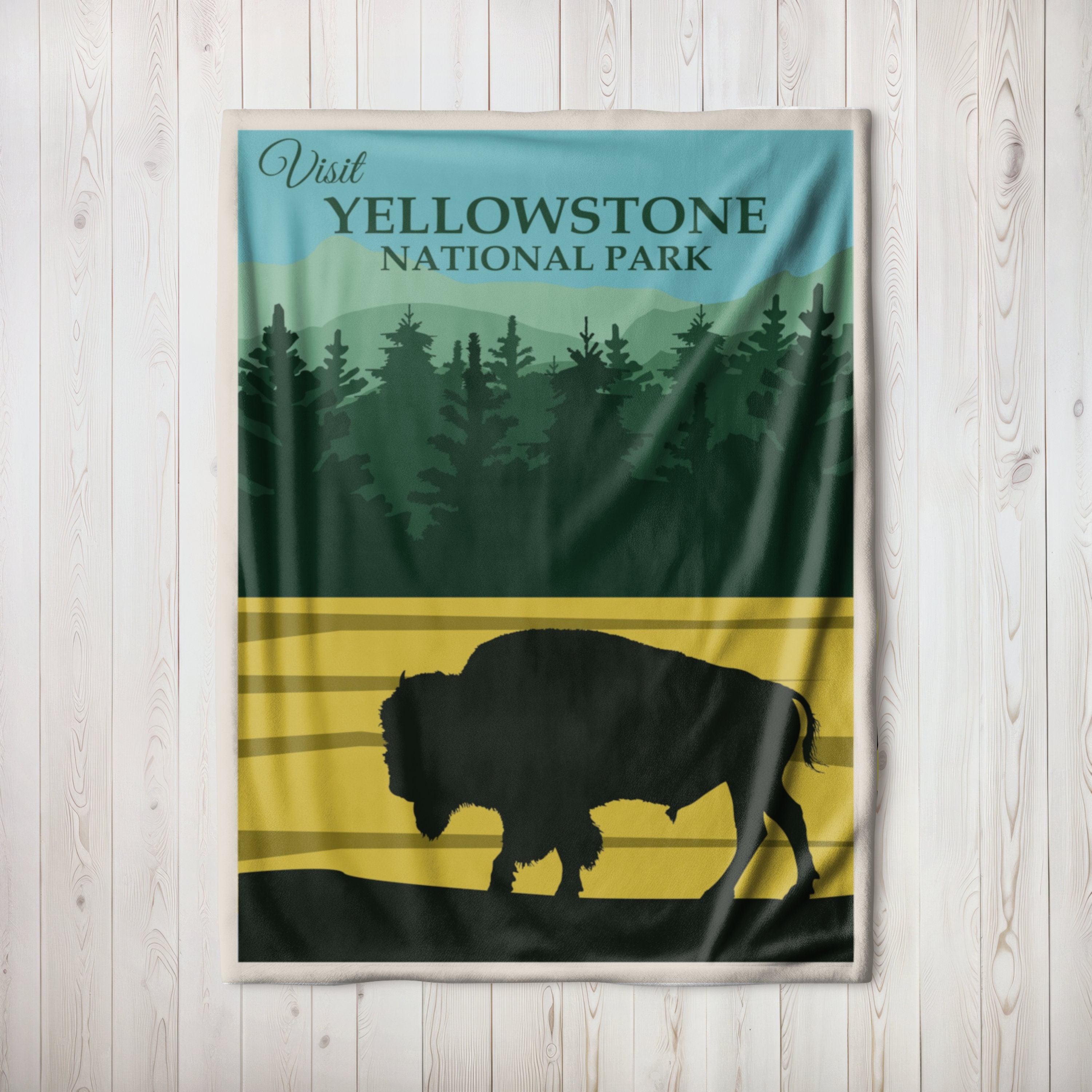 Yellowstone Travel Poster Blanket, Velveteen Blanket, Sherpa Fleece ...