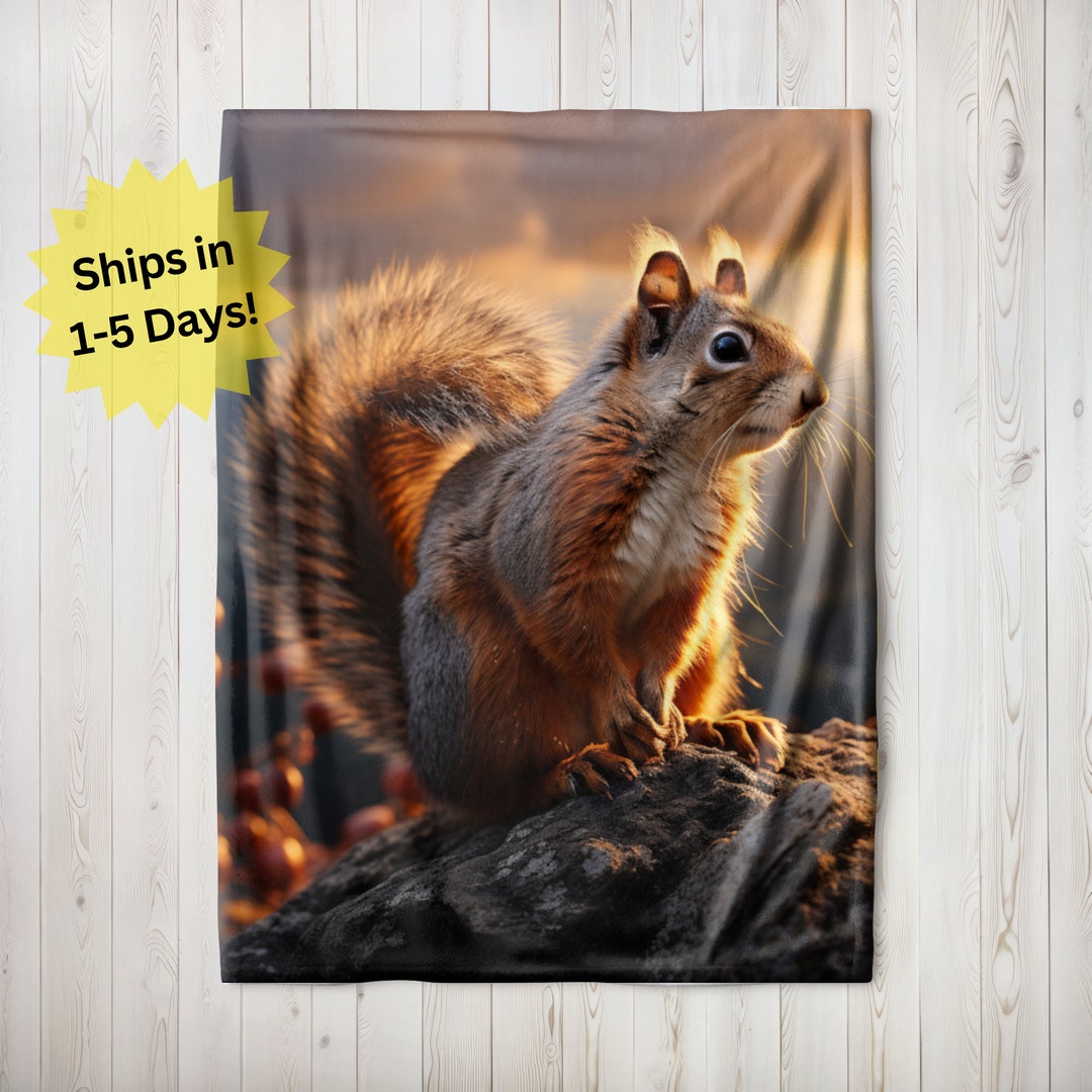 Squirrel Blanket, Velveteen Blanket, Sherpa Fleece Blanket, Children's ...