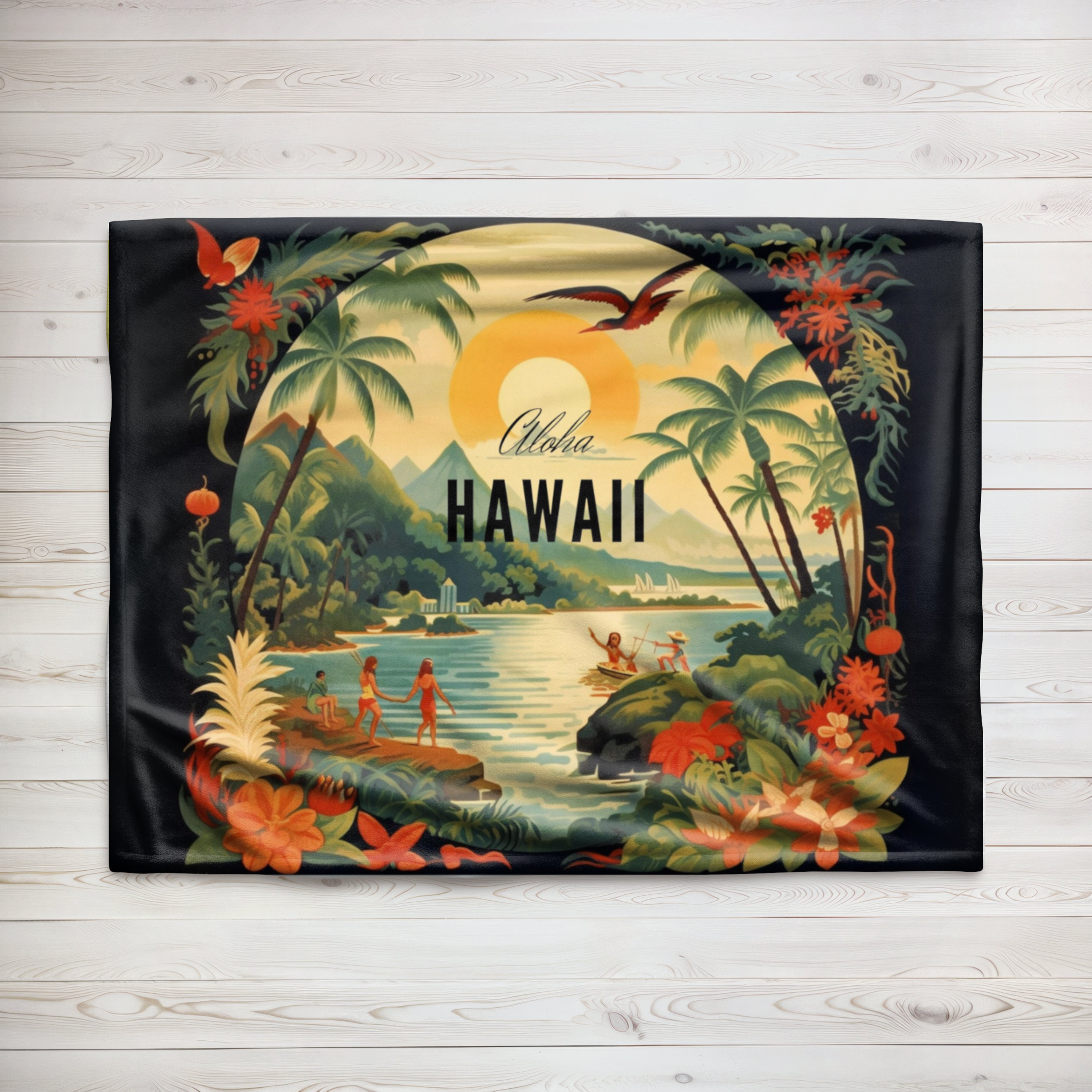 Aloha Hawaii Blanket, Velveteen Plush Blanket, Sherpa Fleece Blanket ...