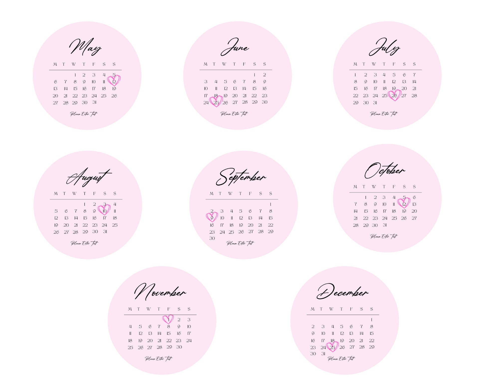 CANVA DIGITAL TEMPLATE 2024 Cake Calendar for All Cake Shapes|fun ...