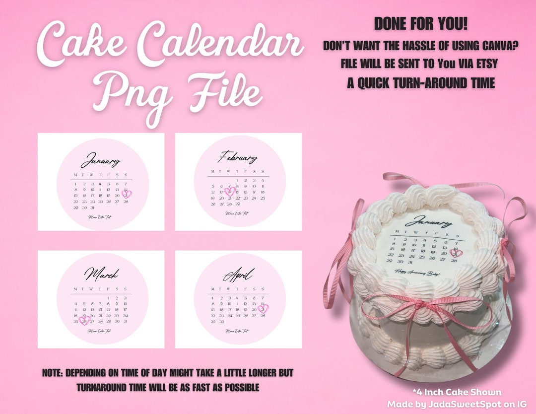 Done for You 2024/2025 Cake Calendar for All Cake Shapes| Fun Burnaway ...