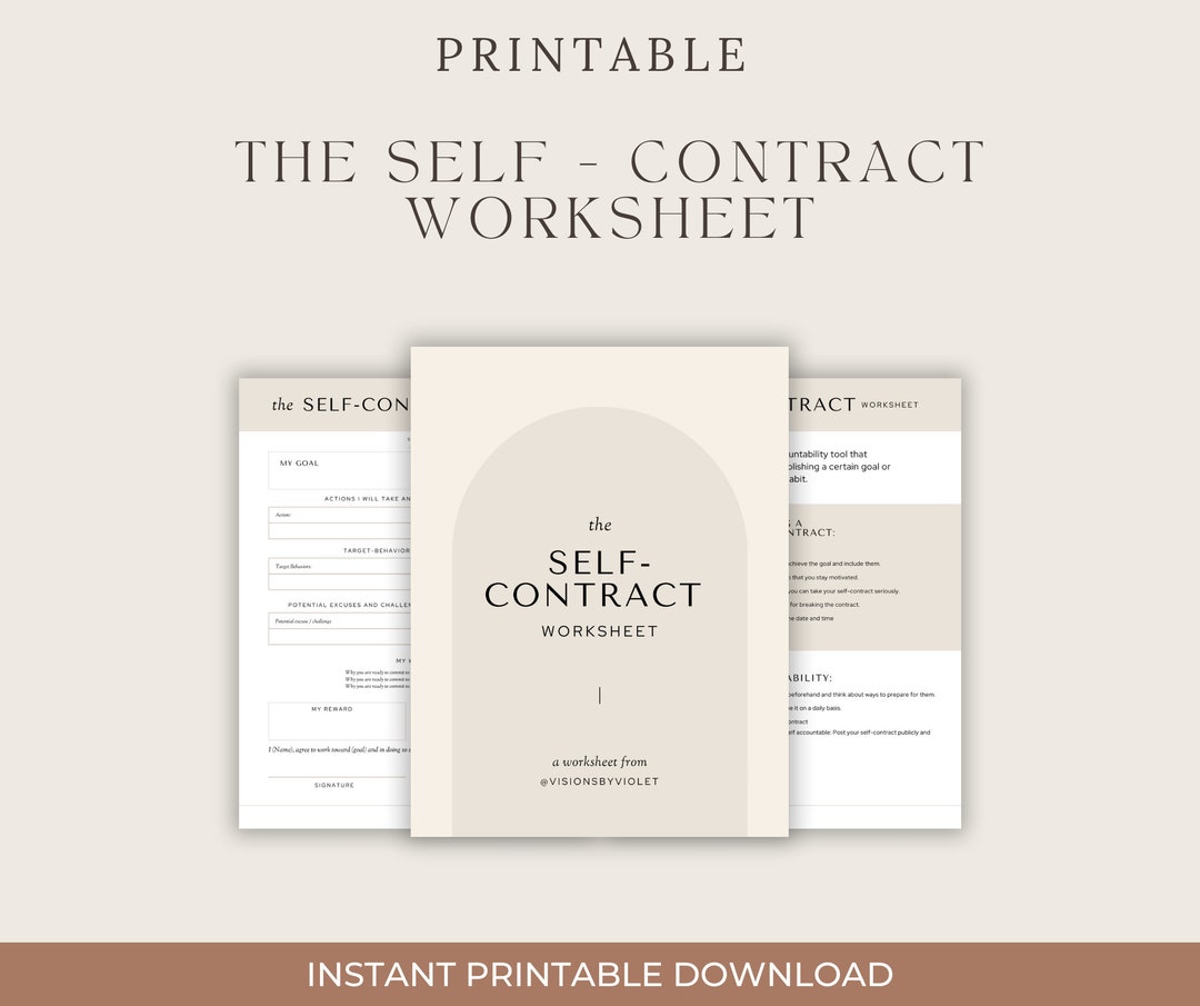 The Self Contract Worksheet - Etsy