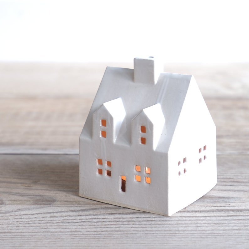 Ceramic Cottage Tealight House, LED Light Holder, Little Ceramic House ...