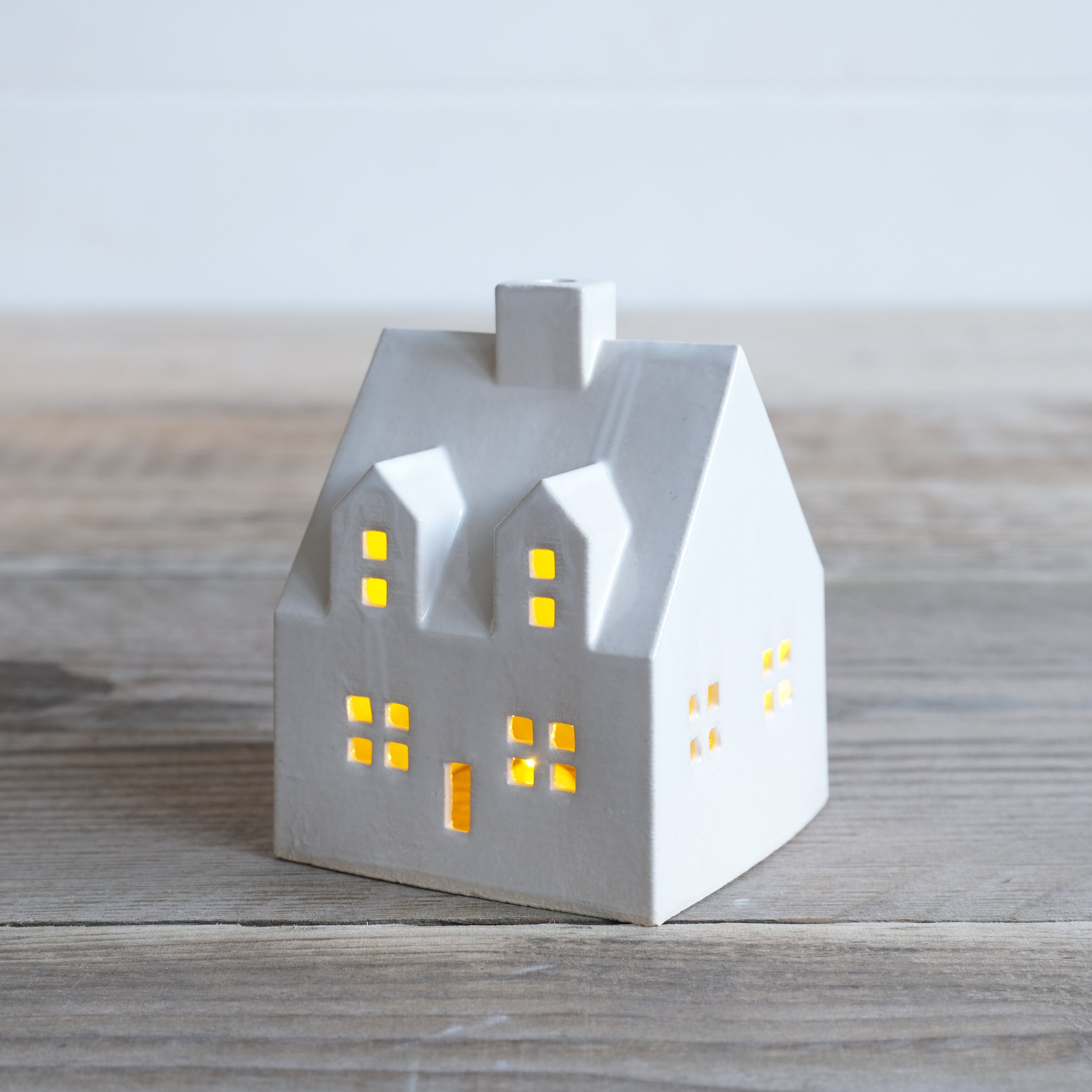 Ceramic Cottage Tealight House, LED Light Holder, Little Ceramic House ...