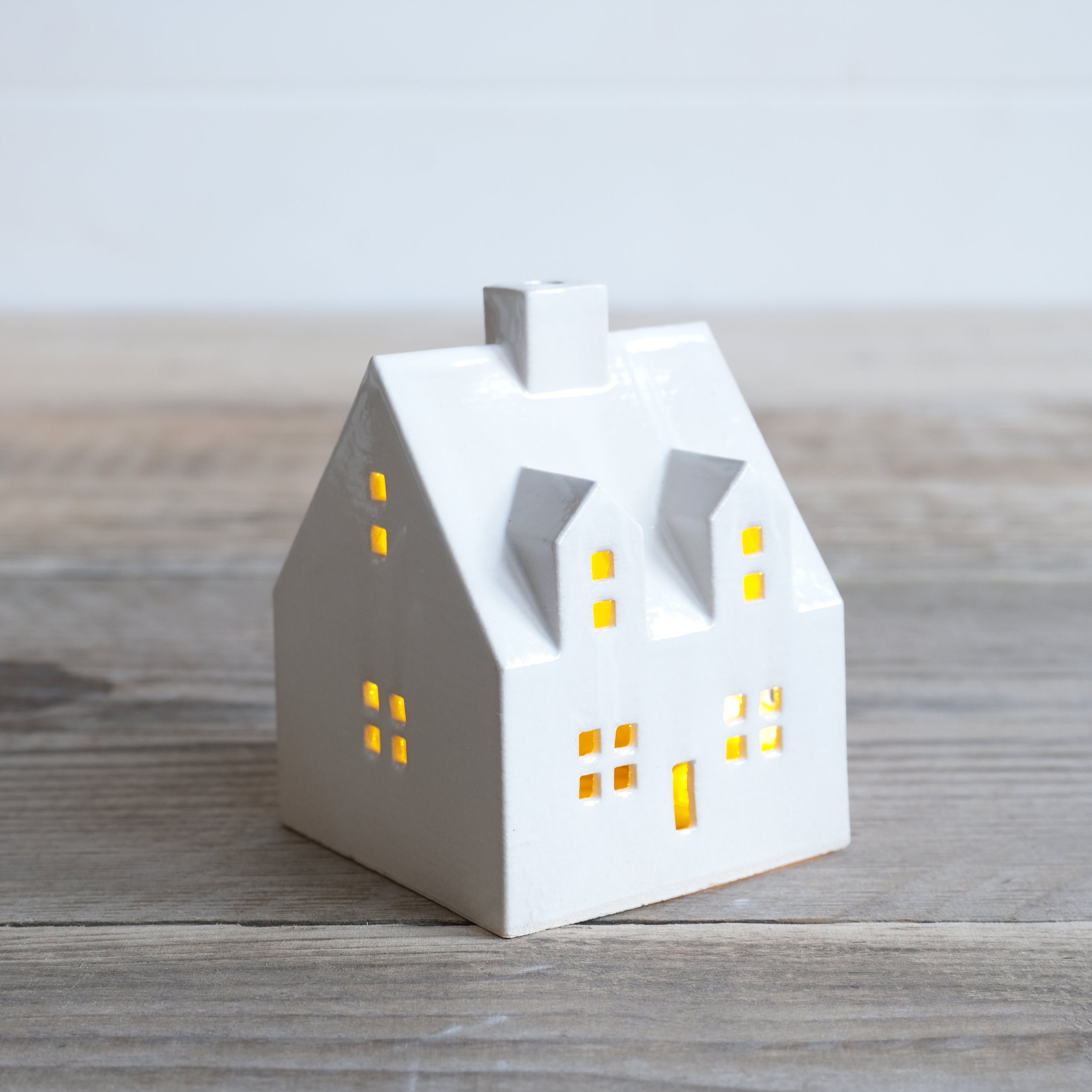 Ceramic Cottage Tealight House, LED Light Holder, Little Ceramic House ...