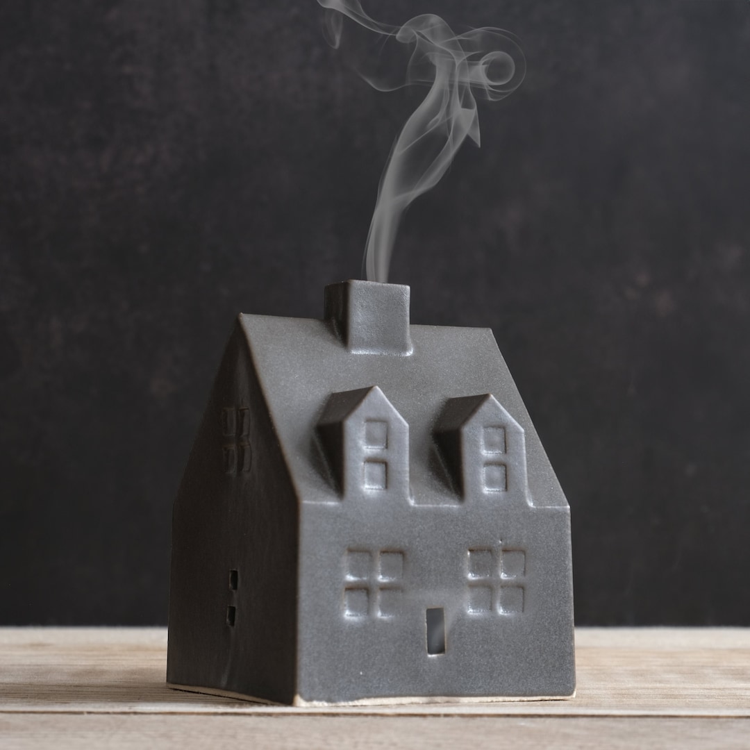 Ceramic House Incense Burner, Cone Incense Holder Meditation ...