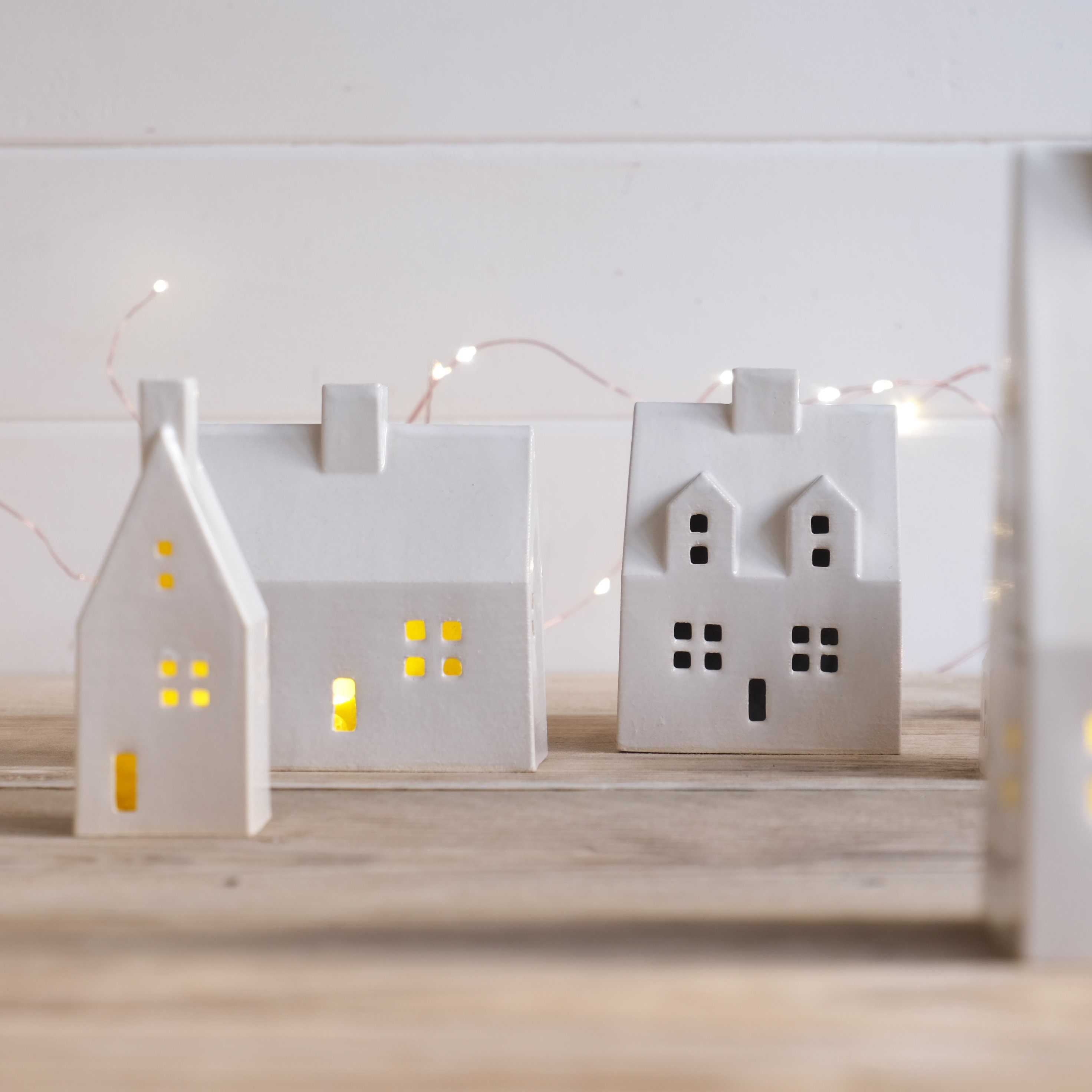 Ceramic Cottage Tealight House, LED Light Holder, Little Ceramic House ...