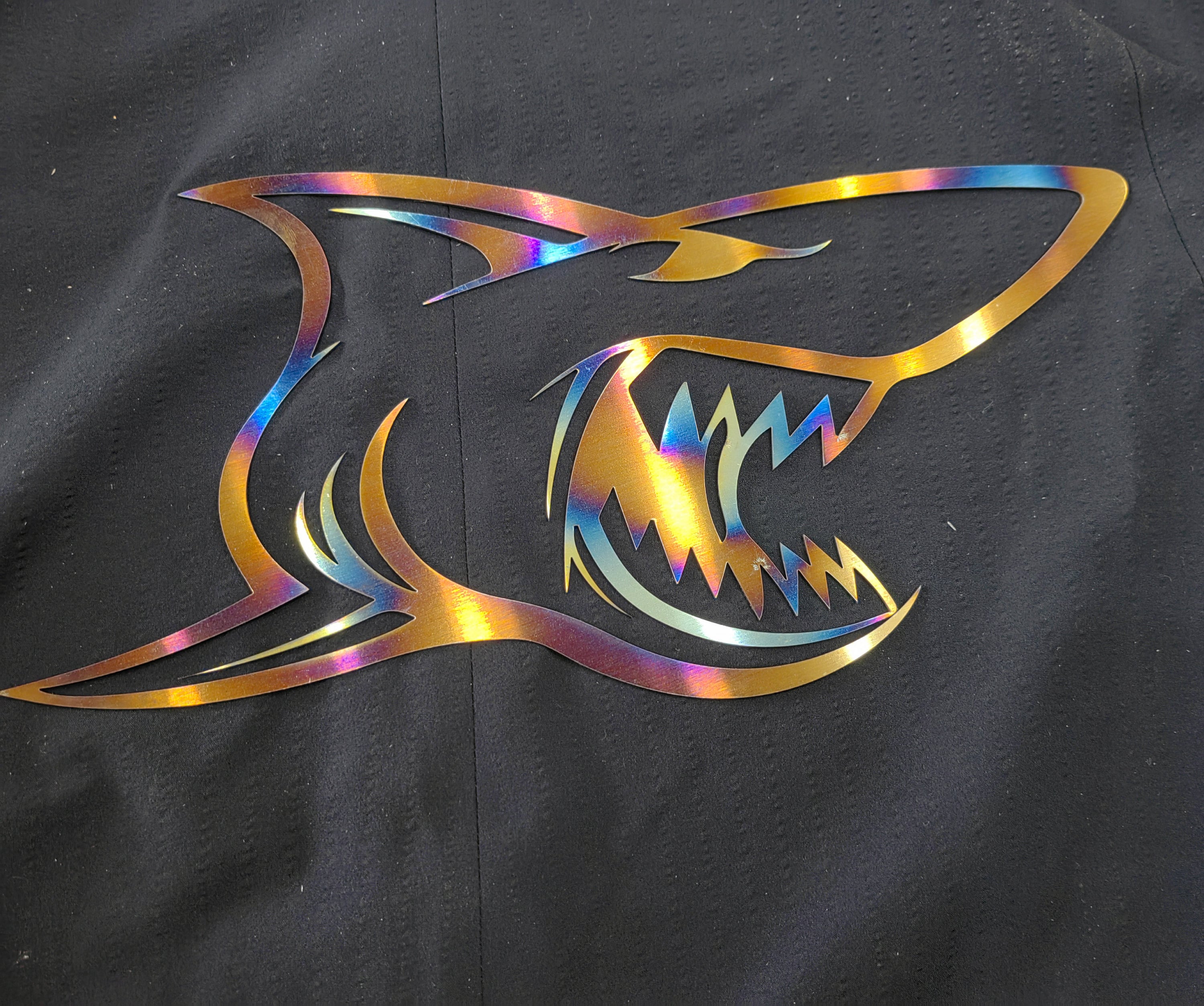 Burnt Metal Shark Sign, Bluing Art, Ocean Megalodon Silhouette, Indoor ...