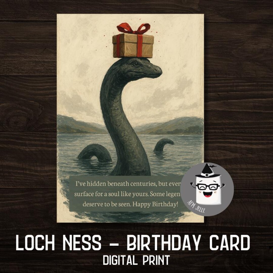 Loch Ness Birthday Card – Cryptid Mythology Digital Download ...