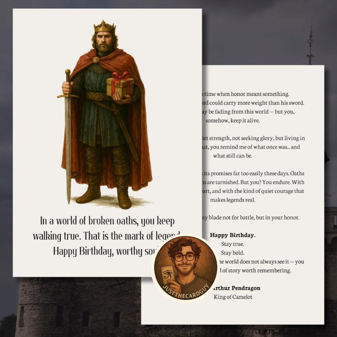 King Arthur Birthday Card – Camelot Legend Digital Greeting – With Text ...