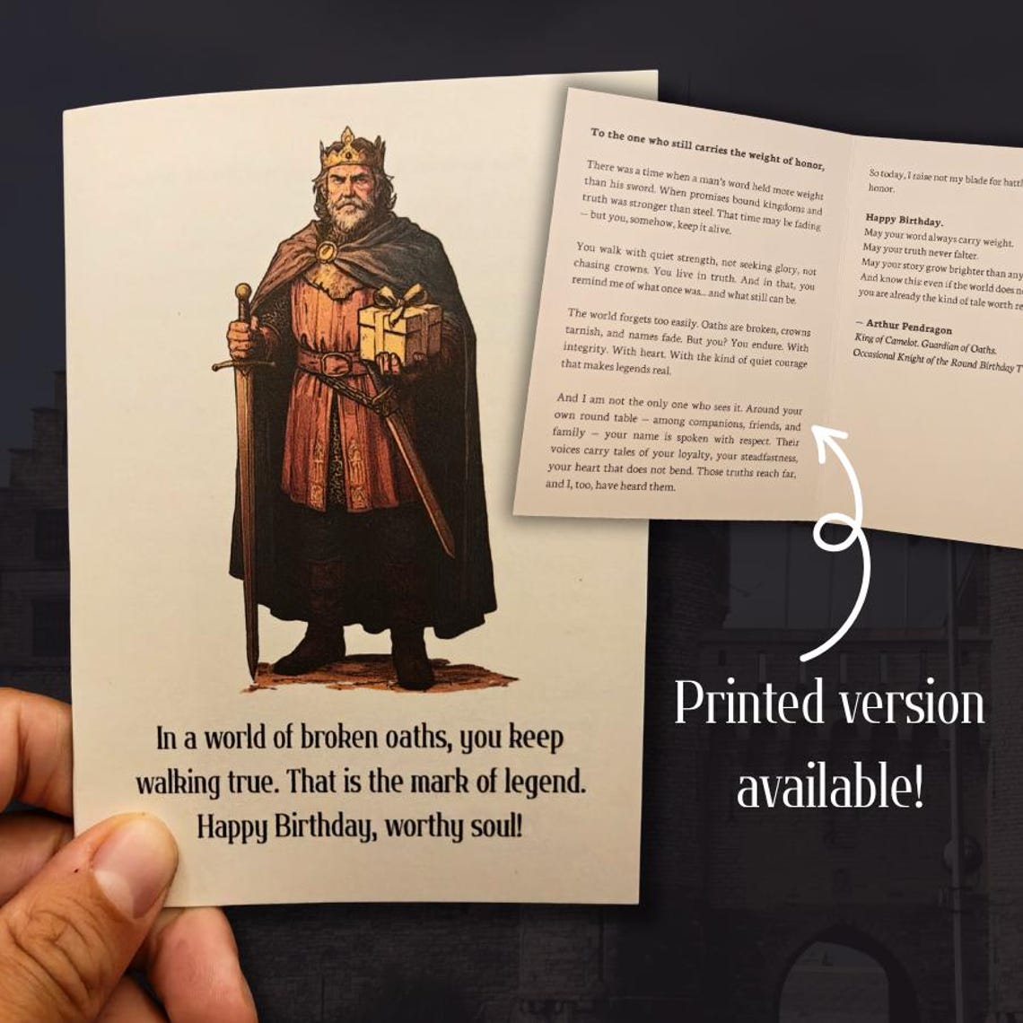 King Arthur Birthday Card: Camelot Legend, Printable Mythology (PNG ...