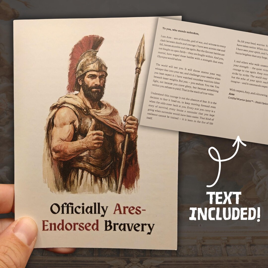 Ares Courage Greeting Card – Mythology Bravery Encouragement Greeting ...