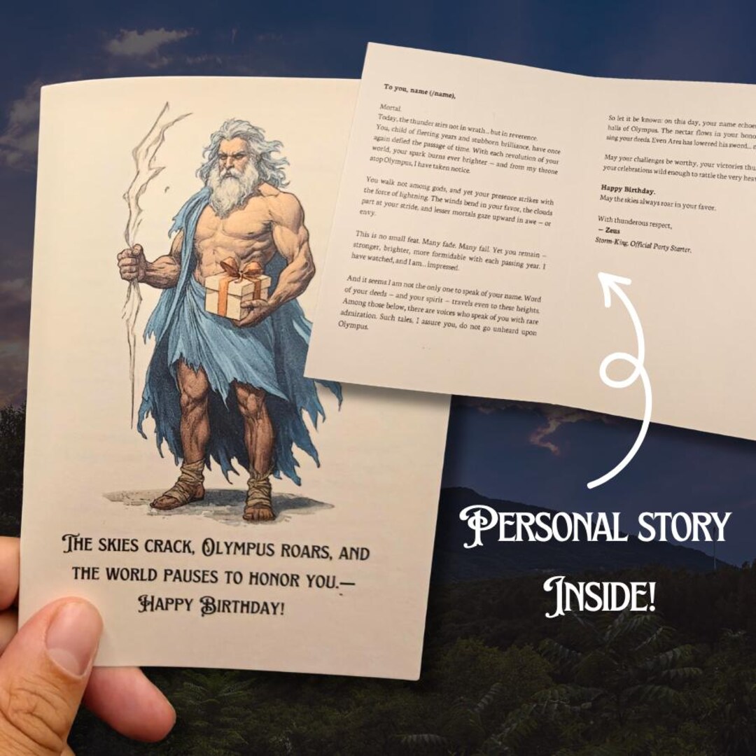 Personalized Zeus Birthday Card: Myth Letter for Greek Mythology Fans ...