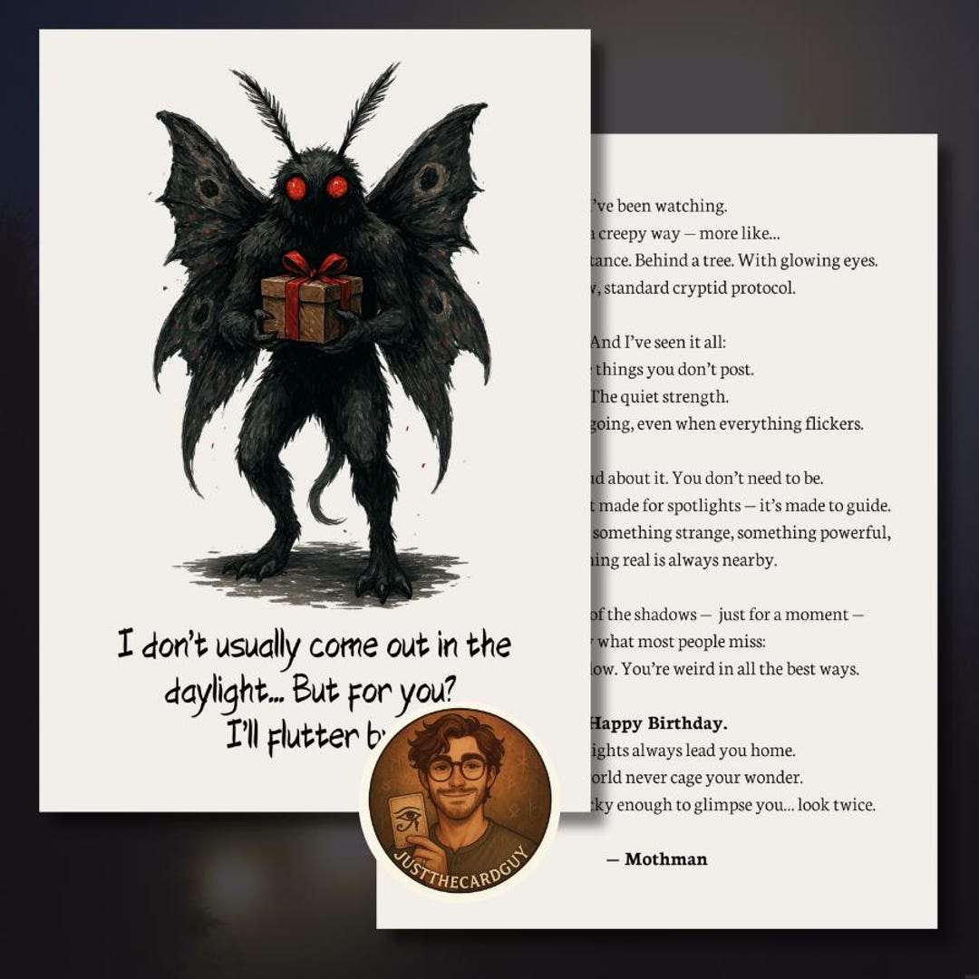 Mothman Birthday Card – Cryptid Celebration Digital Download ...