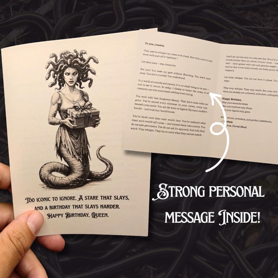 Medusa Birthday Card – Personalized Mythical Letter – Feminine Power ...