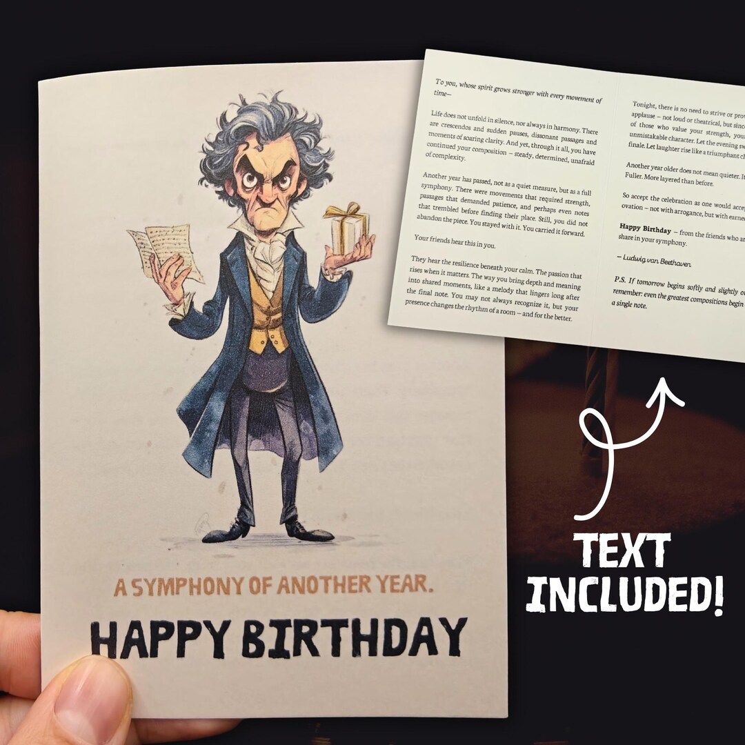 Beethoven Birthday Card – A5 Handmade Classical Music Greeting Card ...
