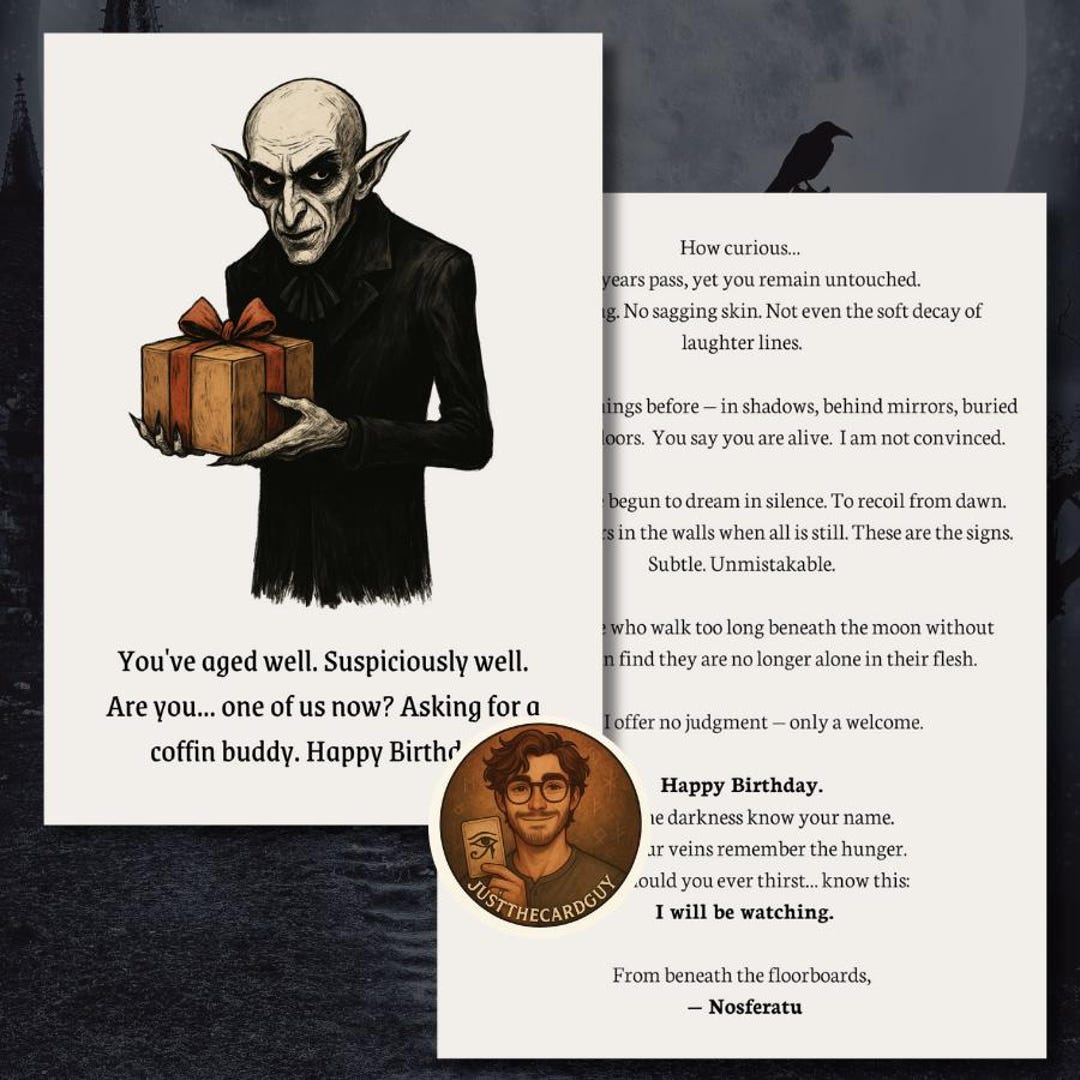 Nosferatu Birthday Card – Digital Gothic Vampire Greeting – With Text ...