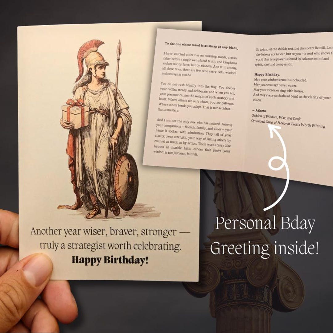 Athena Birthday Greeting Card – Handmade Mythology Card of Wisdom ...