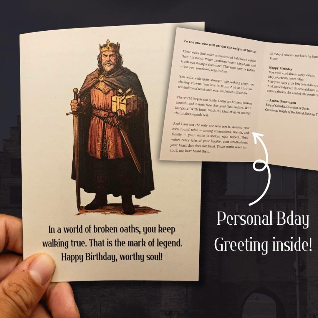 Arthur Pendragon Birthday Greeting Card – King of Camelot Literature ...