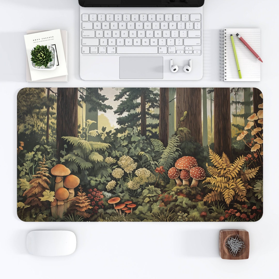 Cottagecore Desk Mat, Floral Desk Mat, Wildflower Mousepad, Dark ...