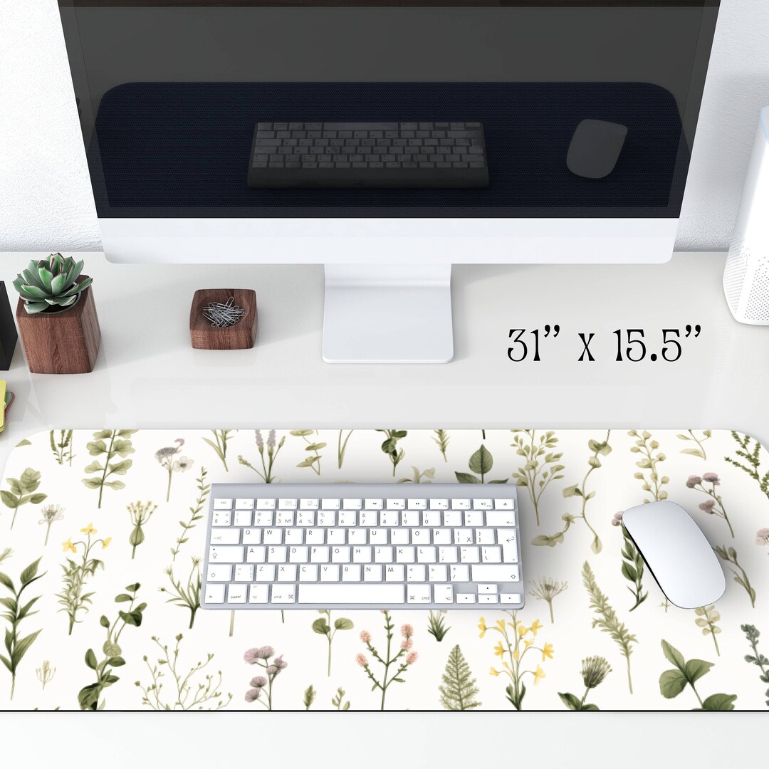 Cottagecore Desk Mat, Floral Desk Pad, Wildflower Desk Mat, Plant Desk ...