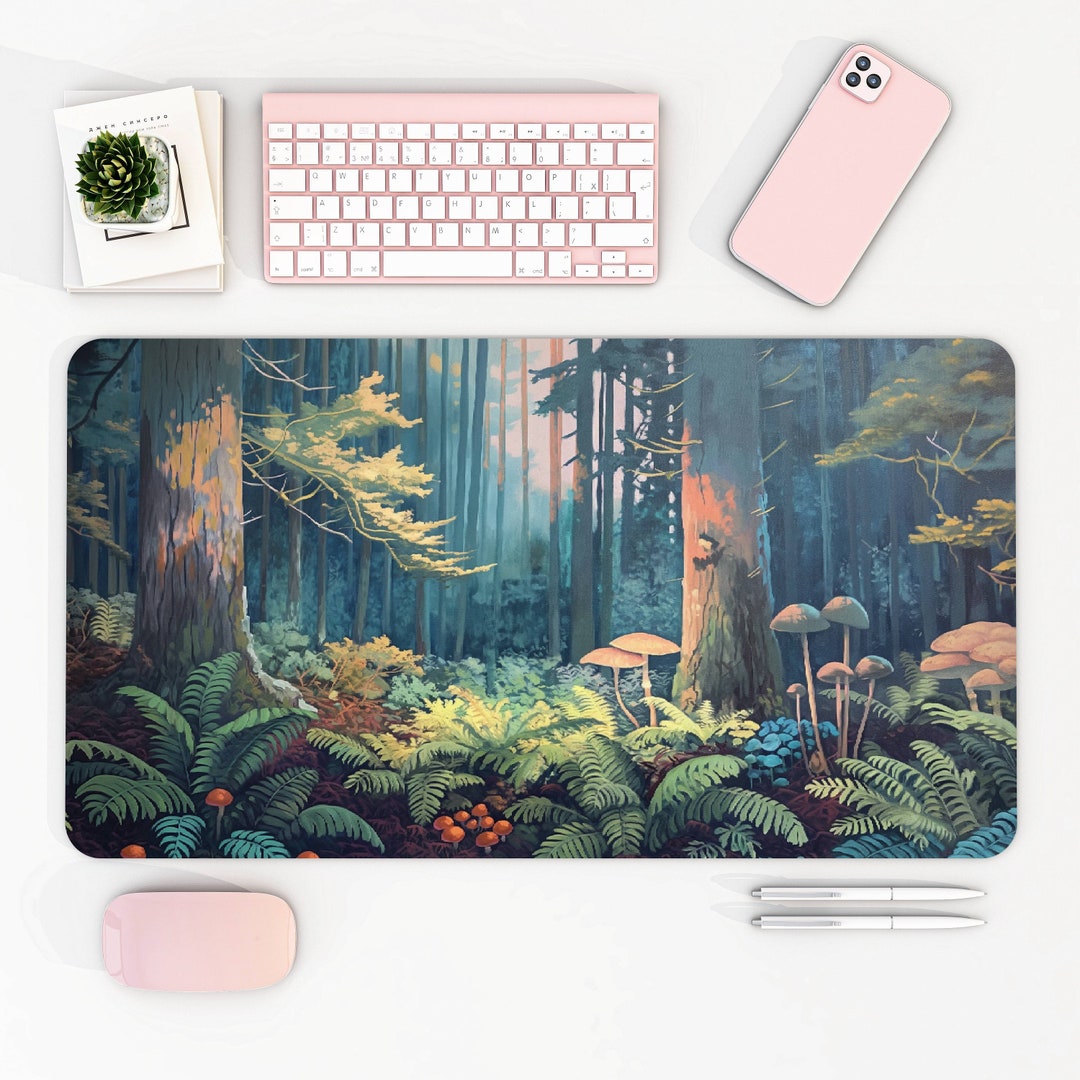 Cottagecore Desk Mat, Floral Desk Mat, Wildflower Mousepad, Dark ...